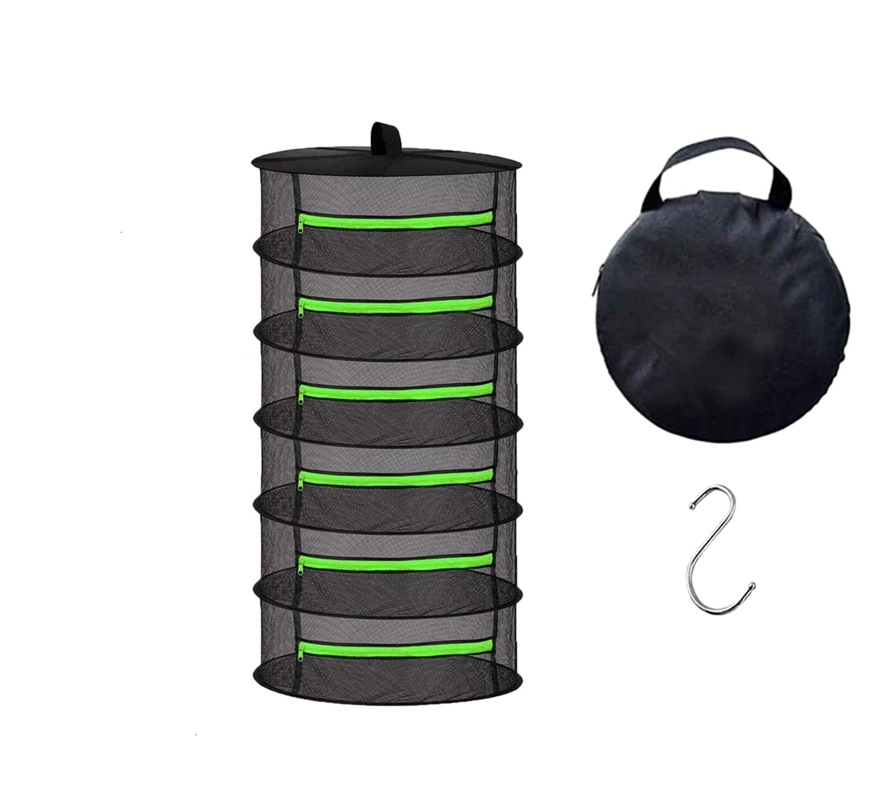 Bevtee 6-Layer Herb Drying Rack, Hanging Mesh Drying Rack with Green ...