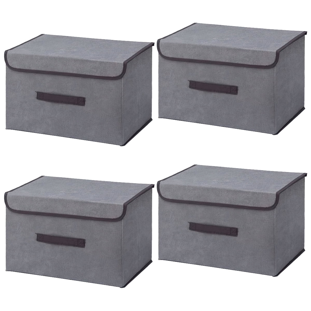 Bevtee Collapsible Storage Bins 4 Pcs Large Fabric Organizer With Lid