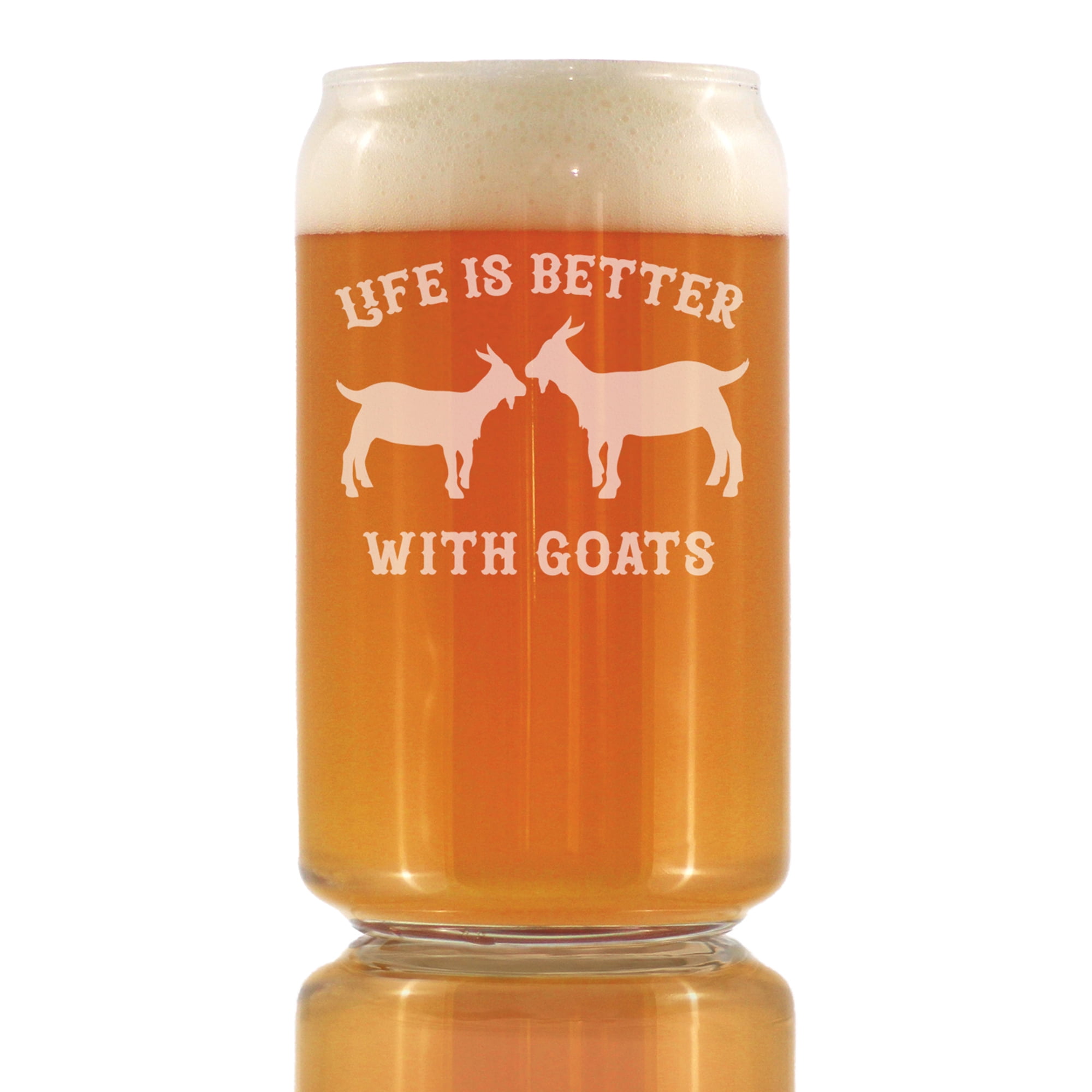 Bevvee Beer Can Pint Glass 16 oz Better With Goats Goat Enthusiast ...