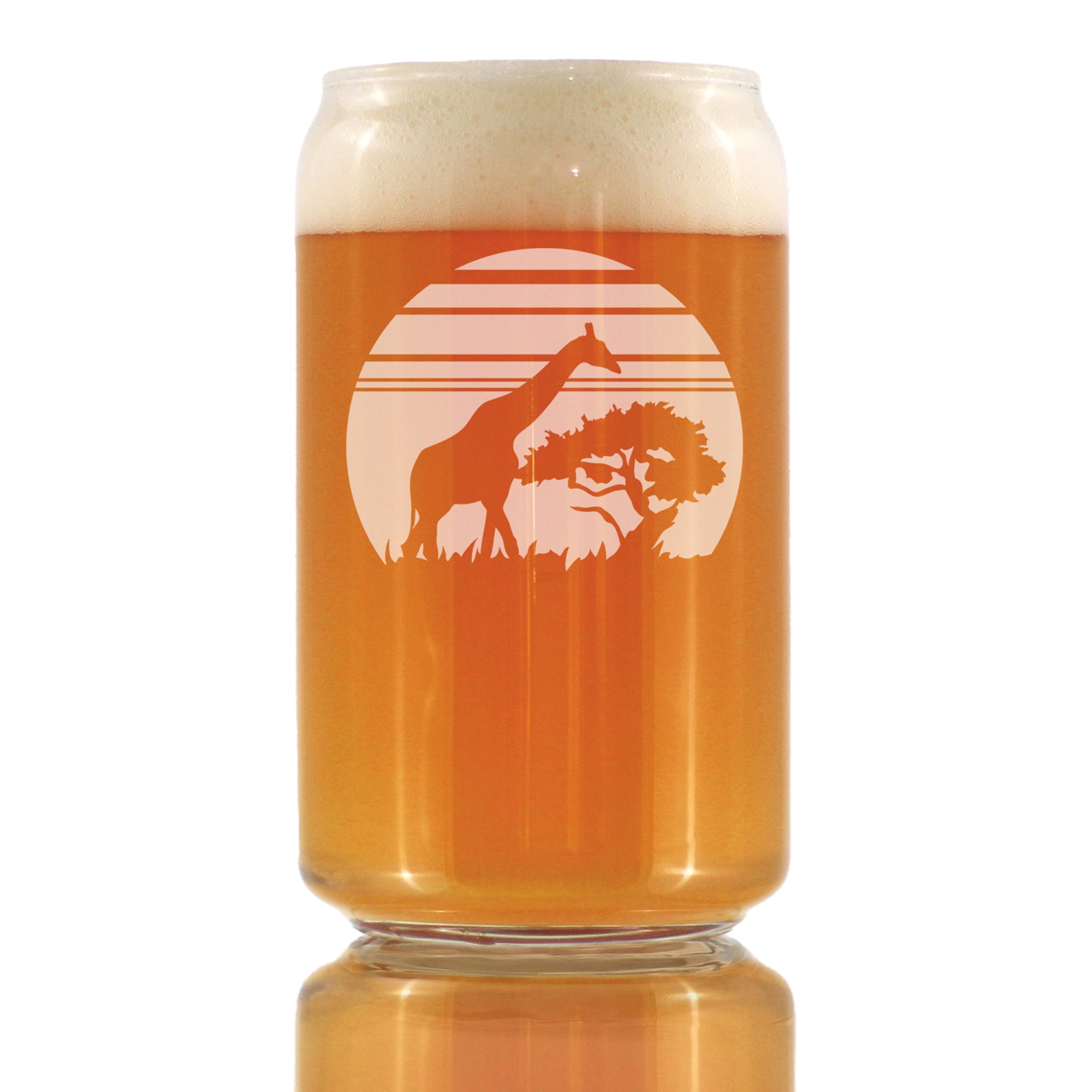 Bevvee Beer Can Pint Glass 16 oz Giraffe Sunset Gifts for Animal Lovers ...