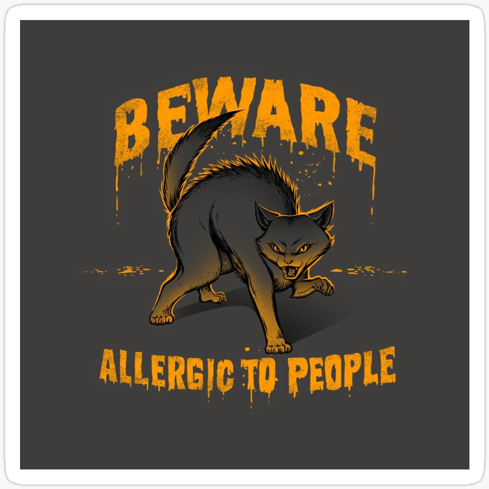 Beware! Allergic To People Sticker Phone Decal Water Bottle Stickers ...