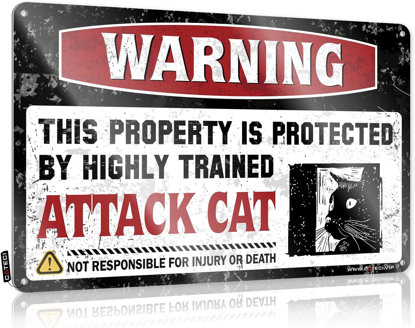 Beware of Attack Cat Warning sign Cat Poster Tin Sign Cinema Wall ...
