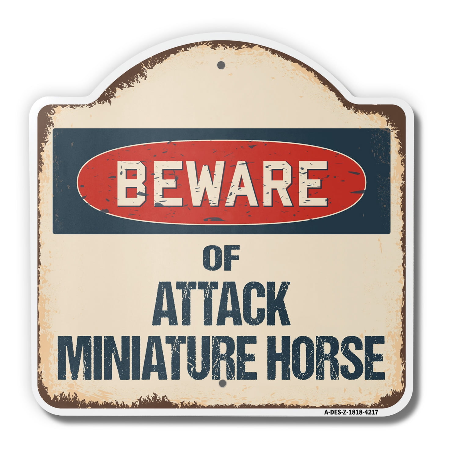 Beware Of Attack Miniature Horse 18" X 18" Heavy-Gauge Aluminum ...