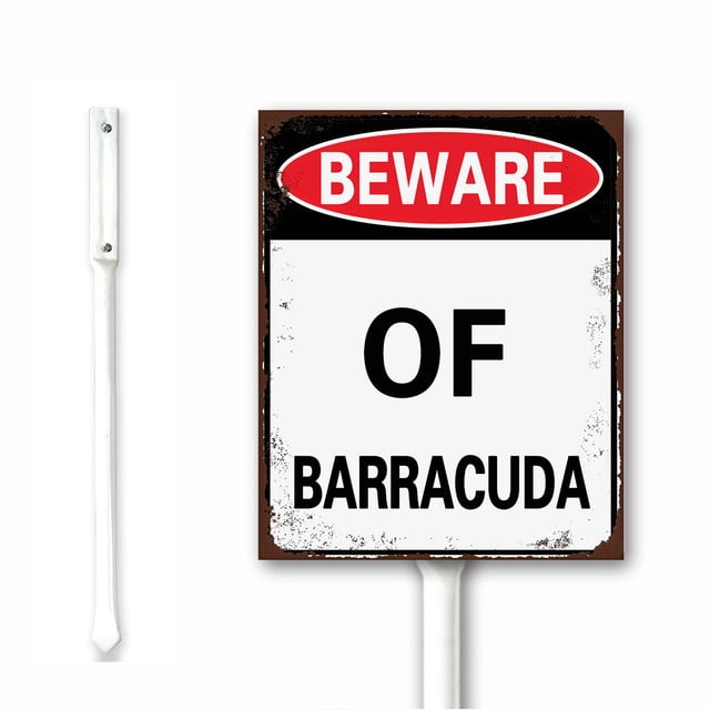 Beware of Barracuda Metal Sign Rustic Yard Sign With Stake 7 x 8.8 ...