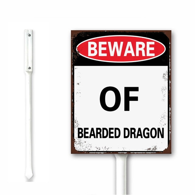 Beware of Bearded Dragon Metal Sign Rustic Yard Sign With Stand 8 x 12 ...