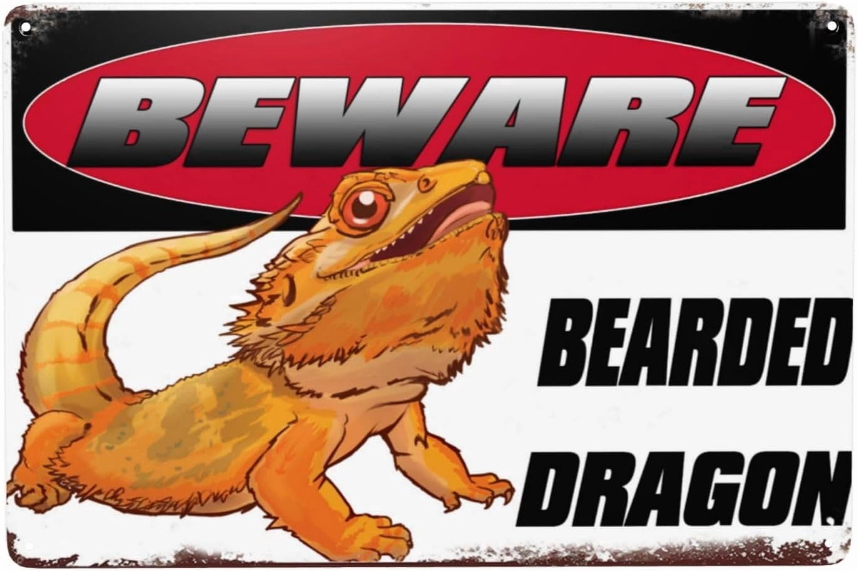 Beware Bearded Dragon' Metal Tin Sign Warning Sign Safety Signs For ...