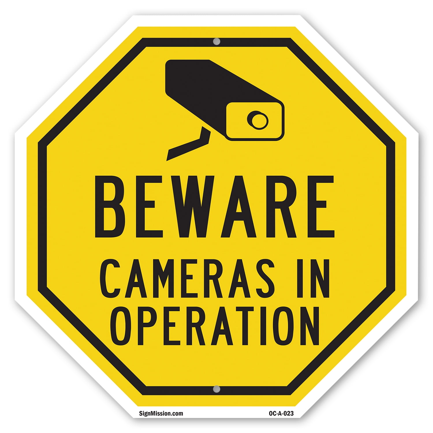 Beware Cameras in Operation 18 inch X 18 inch Octagon Plastic Sign ...