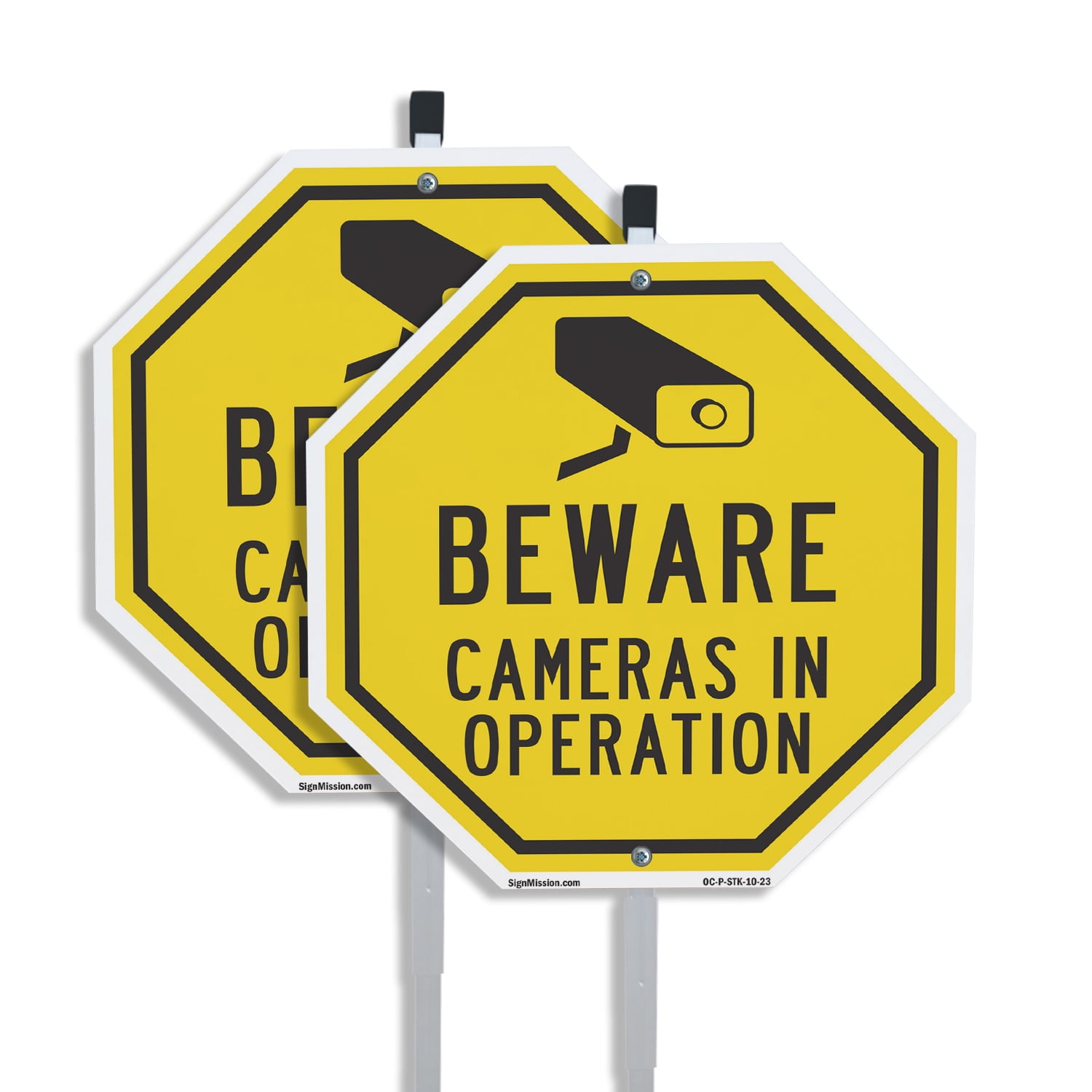 Beware Cameras in Operation (2 Pack) 10 inch X 10 inch Octagon Aluminum ...