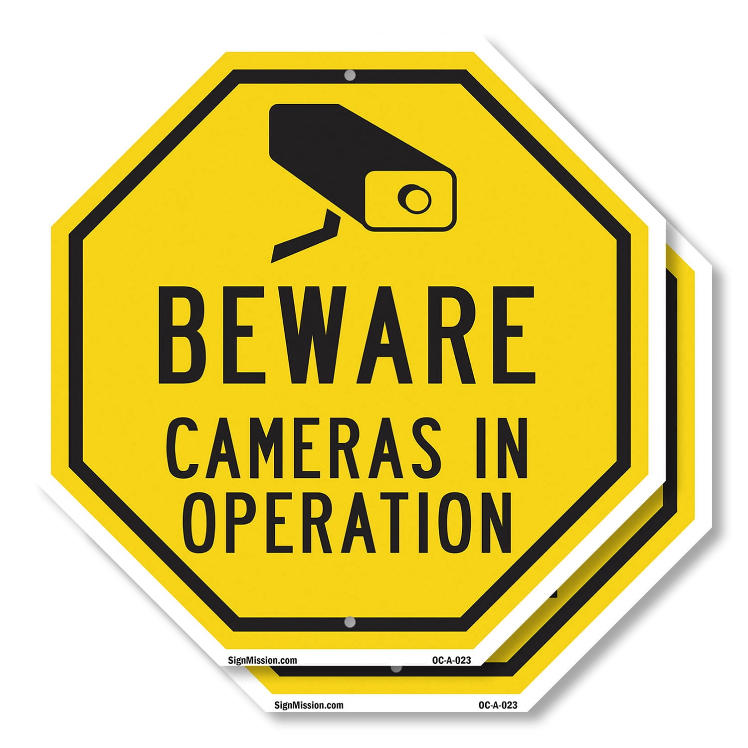 Beware Cameras in Operation (2 Pack) 10 inch X 10 inch Octagon Plastic ...