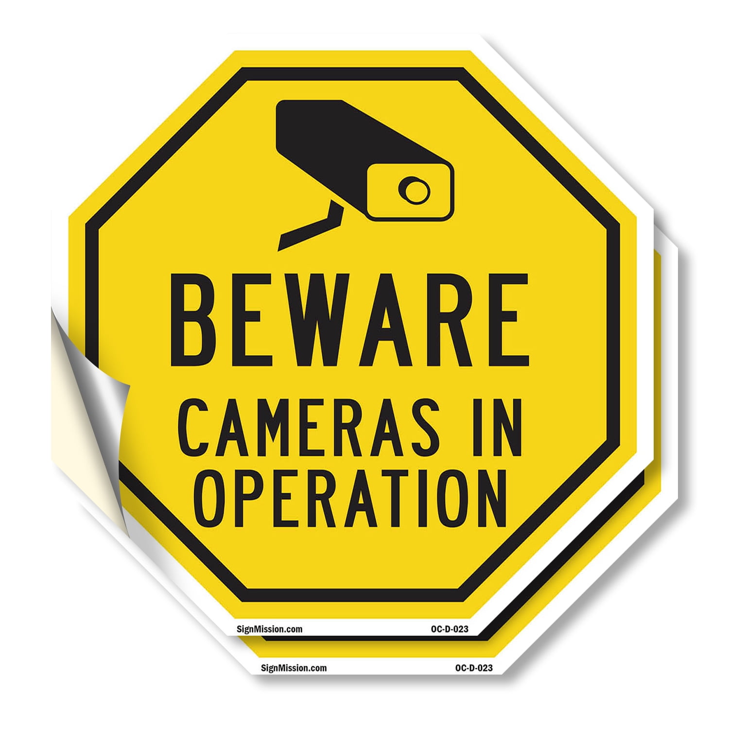 Beware Cameras in Operation (2 Pack) 4 inch X 4 inch Octagon Vinyl ...