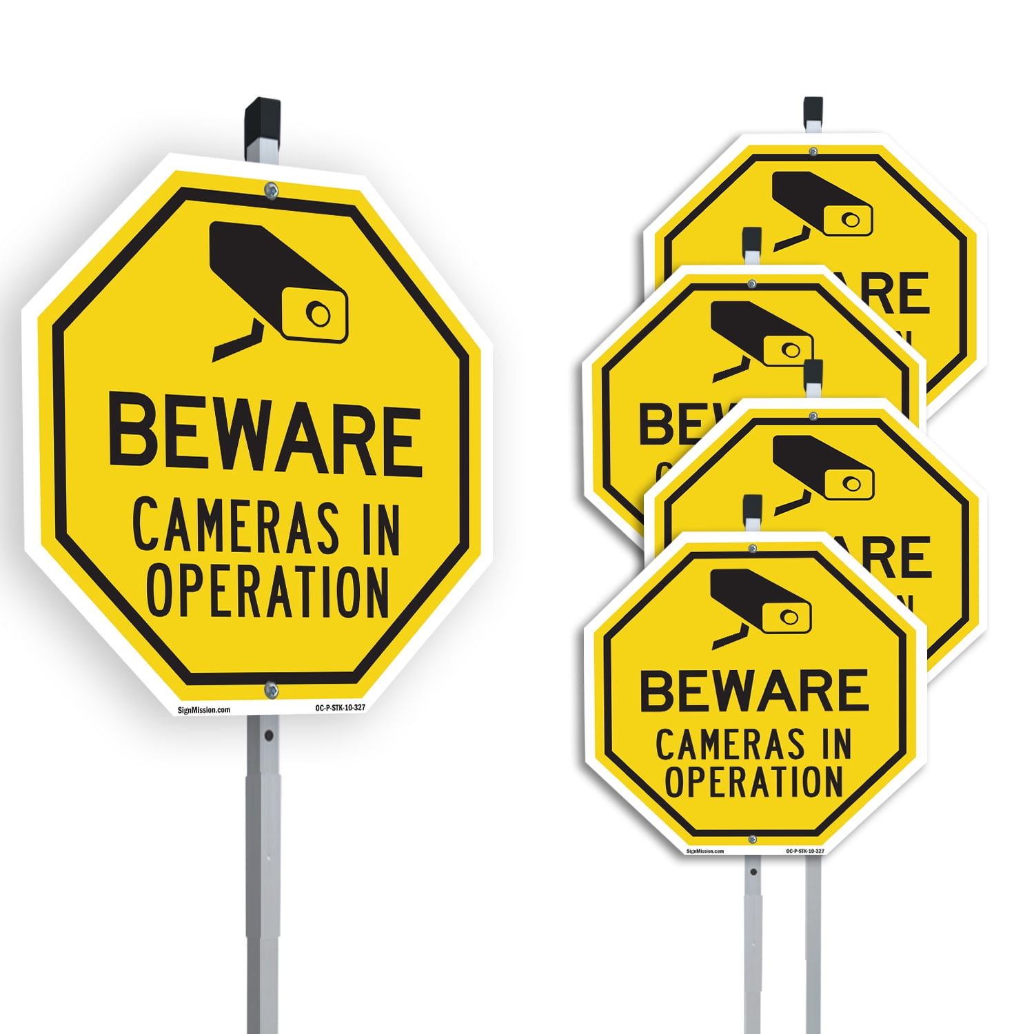 Beware Cameras in Operation (5 Pack) 10 inch X 10 inch Octagon Aluminum ...