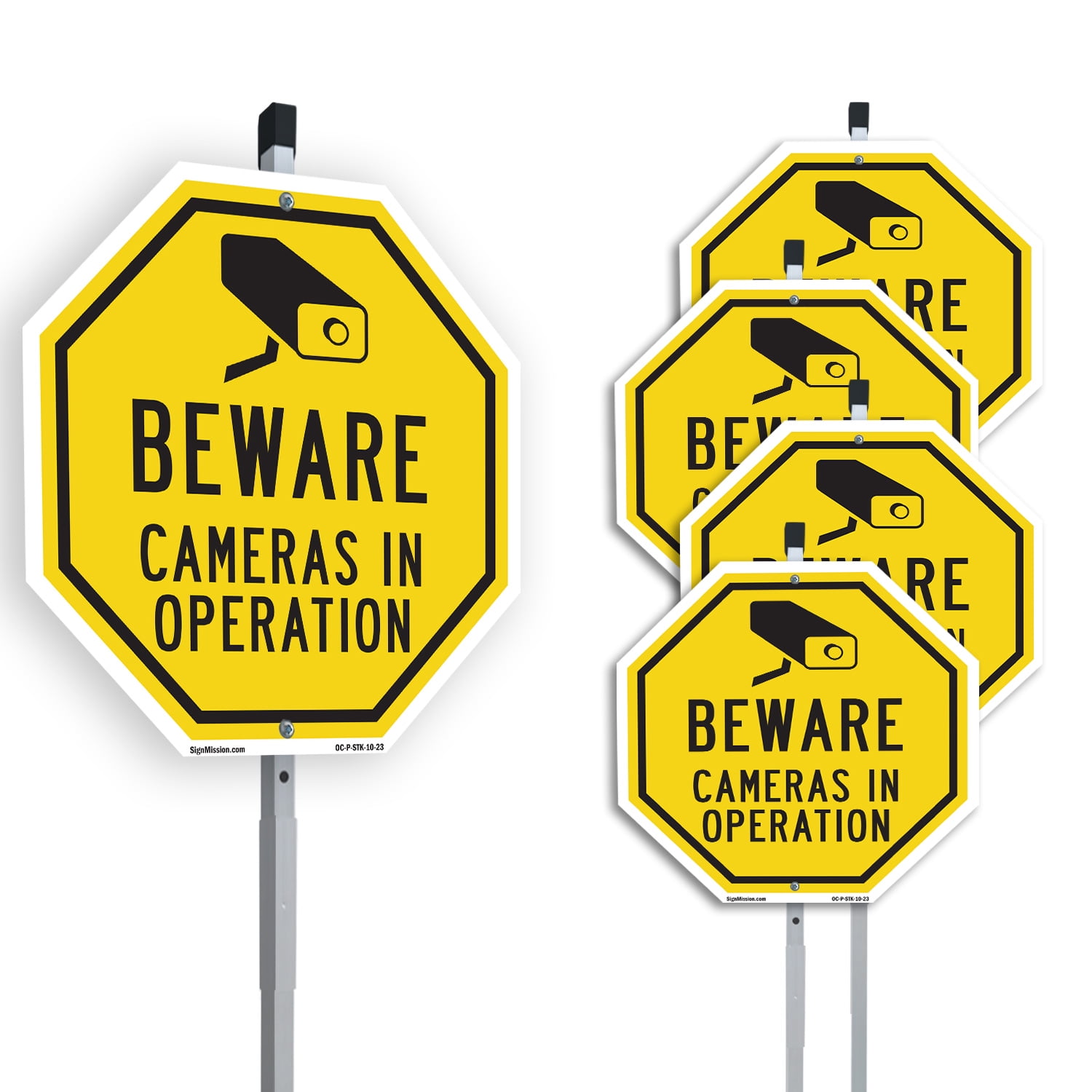 Beware Cameras in Operation (5 Pack) 10 inch X 10 inch Octagon Plastic ...