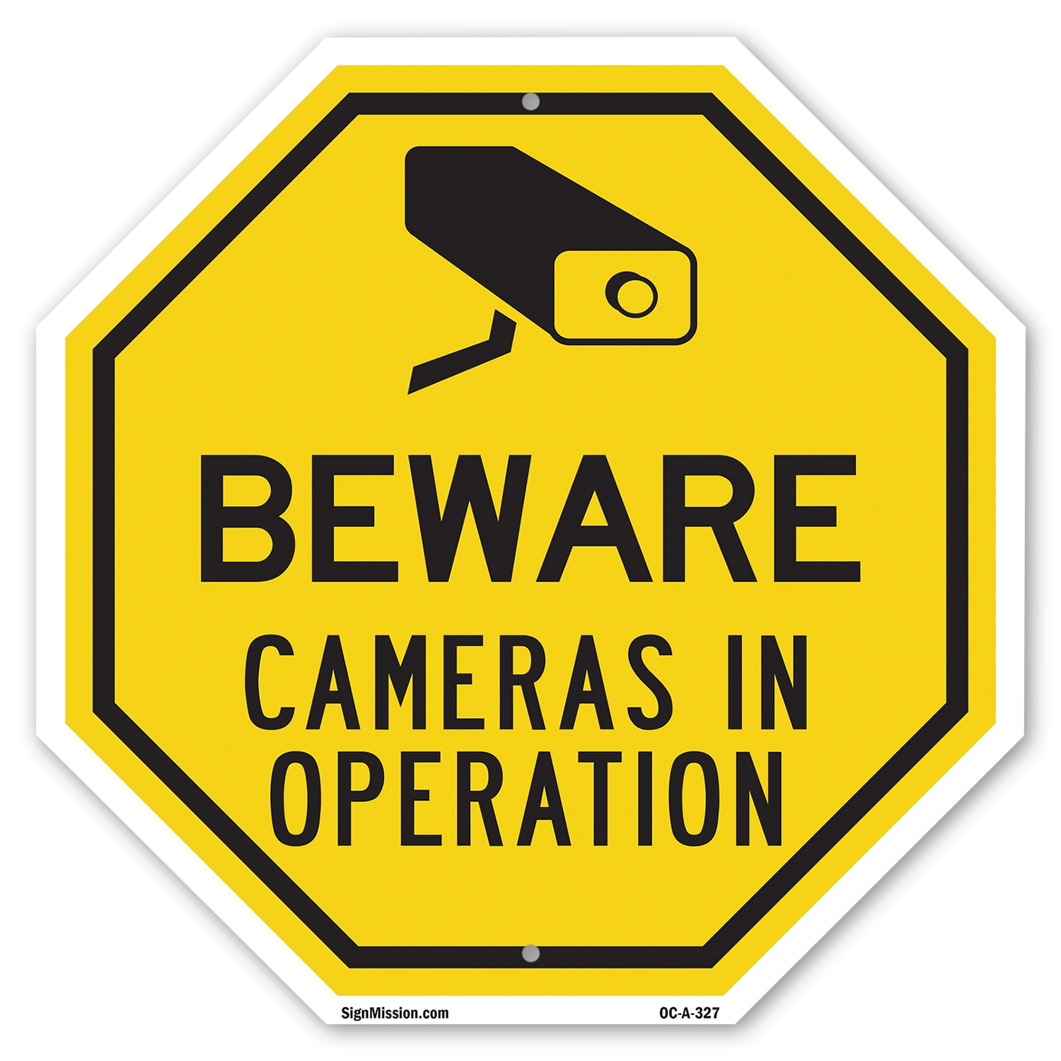 Beware Cameras in Operation 6 inch X 6 inch Octagon Plastic Sign ...