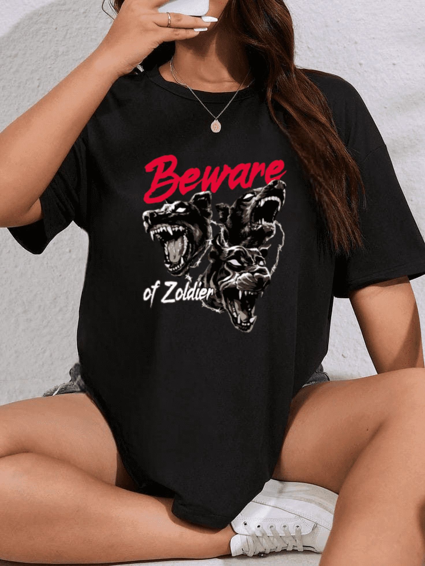 Beware Cerberus Graphic Art Bold Creature Guard Dog Mythic Look Unisex ...