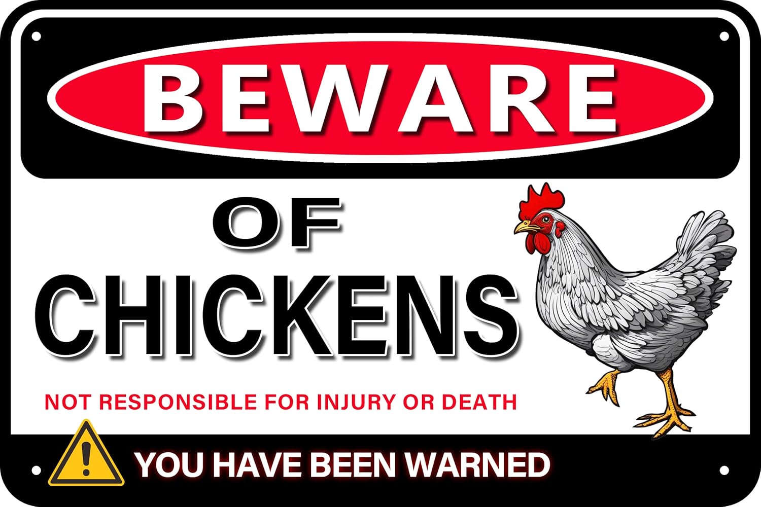 Beware of Chickens 8×12 Inch chicken signs for coop funny outdoor ...