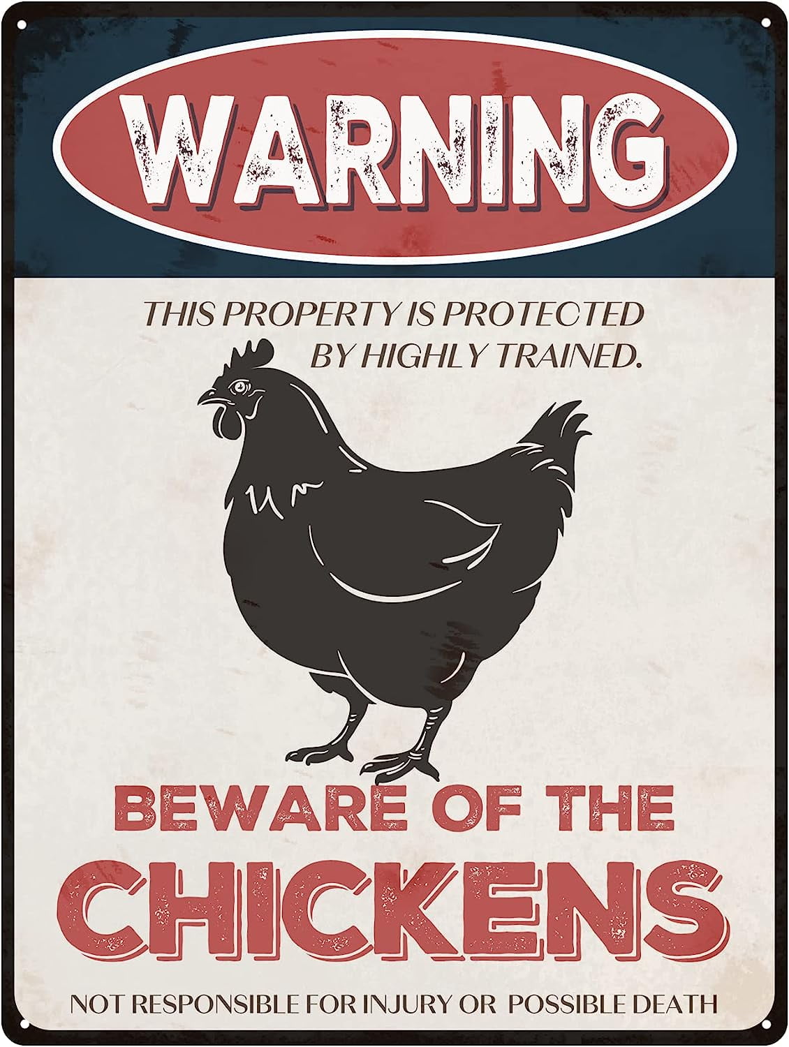 Beware Chickens 8x12in Vintage-Style Warning Sign for House, Outdoor ...