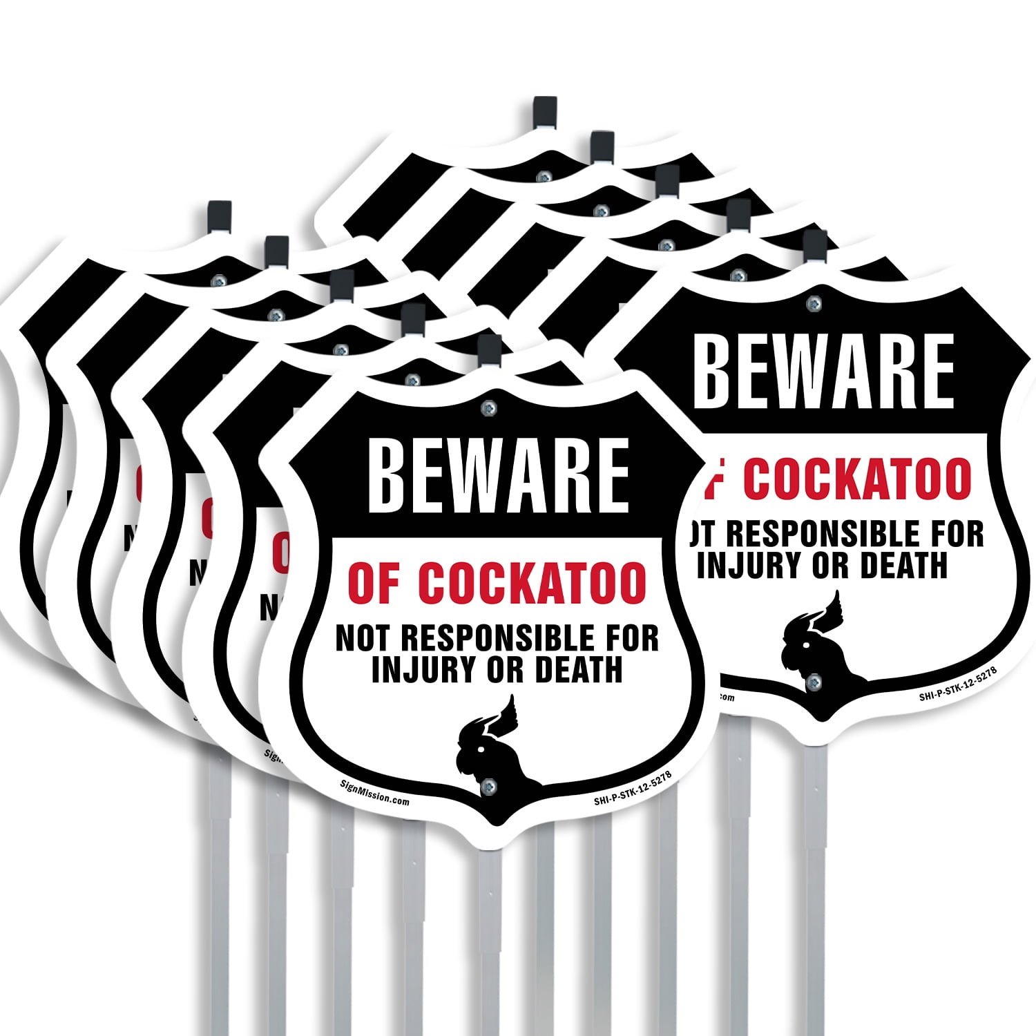 Beware Of Cockatoo Not Responsible For Injury Or Death (10 Pack) 12 ...