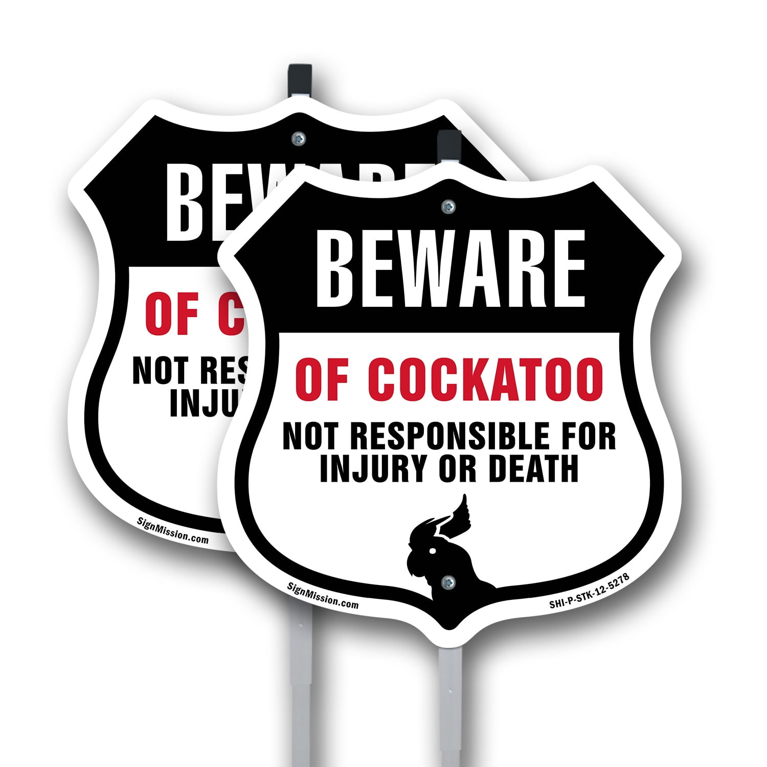 Beware Of Cockatoo Not Responsible For Injury Or Death (2 Pack) 12 inch ...