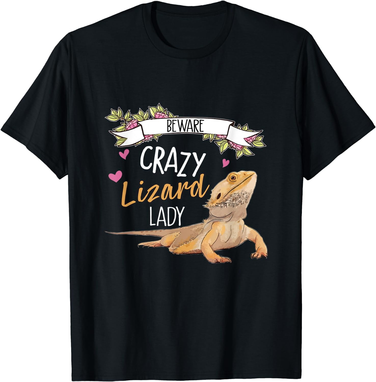 Beware Crazy Lizard Lady Png T-Shirt Black - Walmart.com