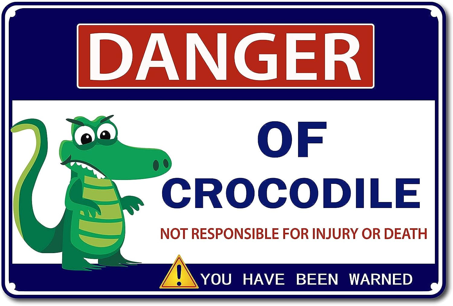 Beware of Crocodile Warning Sign Funny Animal Wall Decor Vintage Art ...