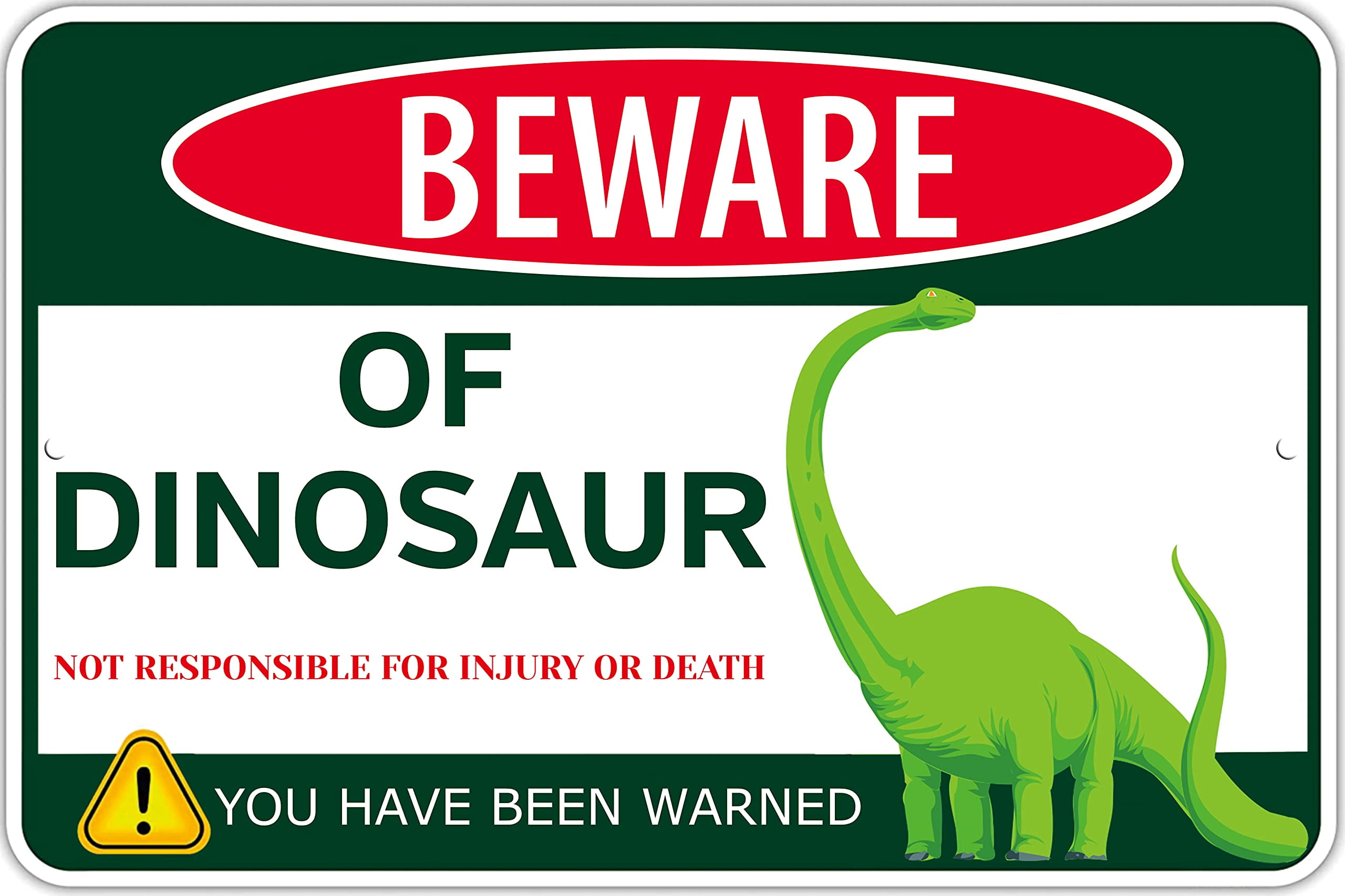 Beware of Dinosaur Metal Tin Sign Funny Dinosaur Sign For Wall Decor ...