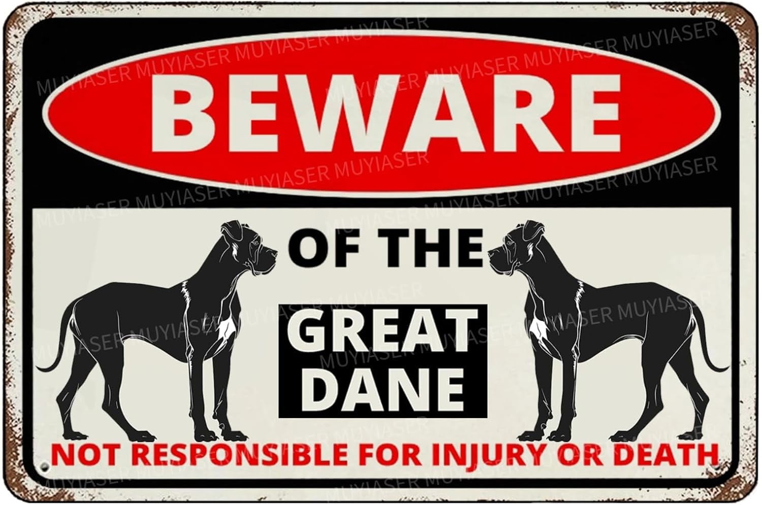 Beware Of The Dog Great Dane Sign Aluminum Metal Tin Signs Outdoor Yard Sign Warning Sign For ...