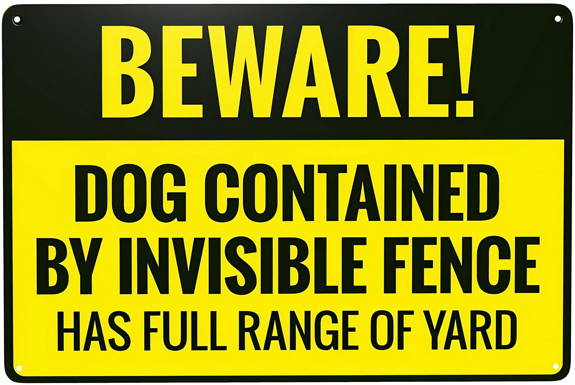 Beware Dog Invisible Fences Full Yard Range Sign - 12×8 Inches, Retro ...