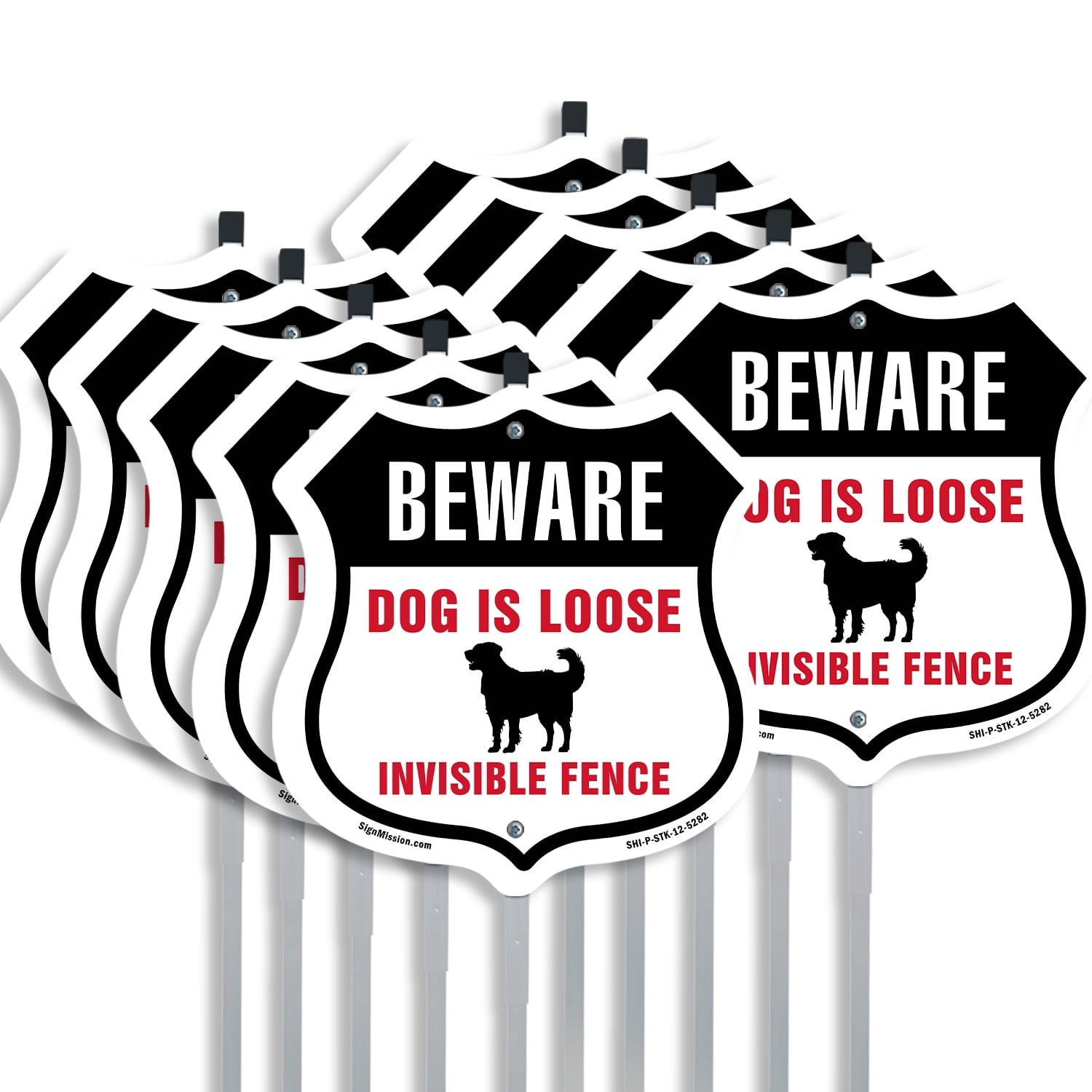 Beware Dog Is Loose Invisible Fence (10 Pack) 12 inch X 12 inch Shield ...
