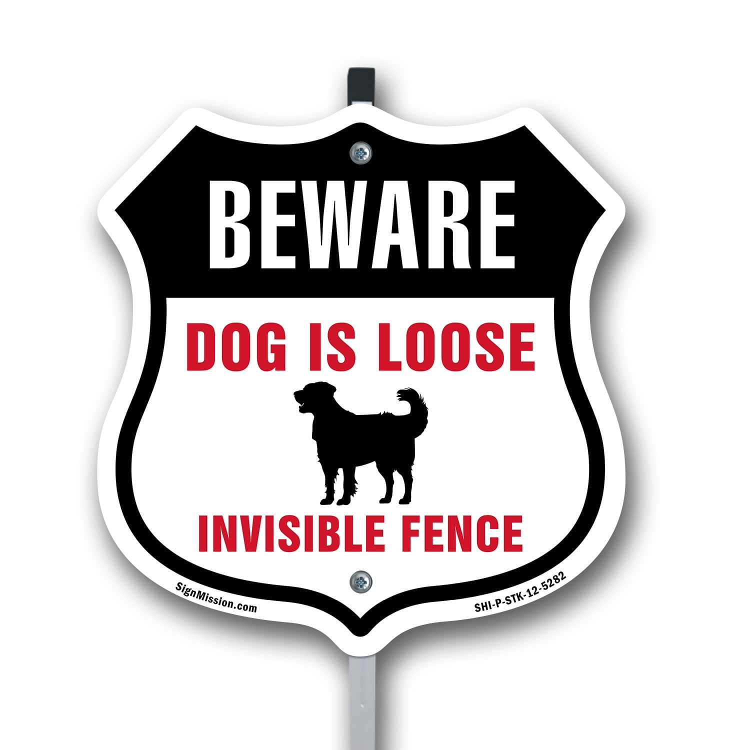 Beware Dog Is Loose Invisible Fence 12 inch X 12 inch Shield Shaped ...