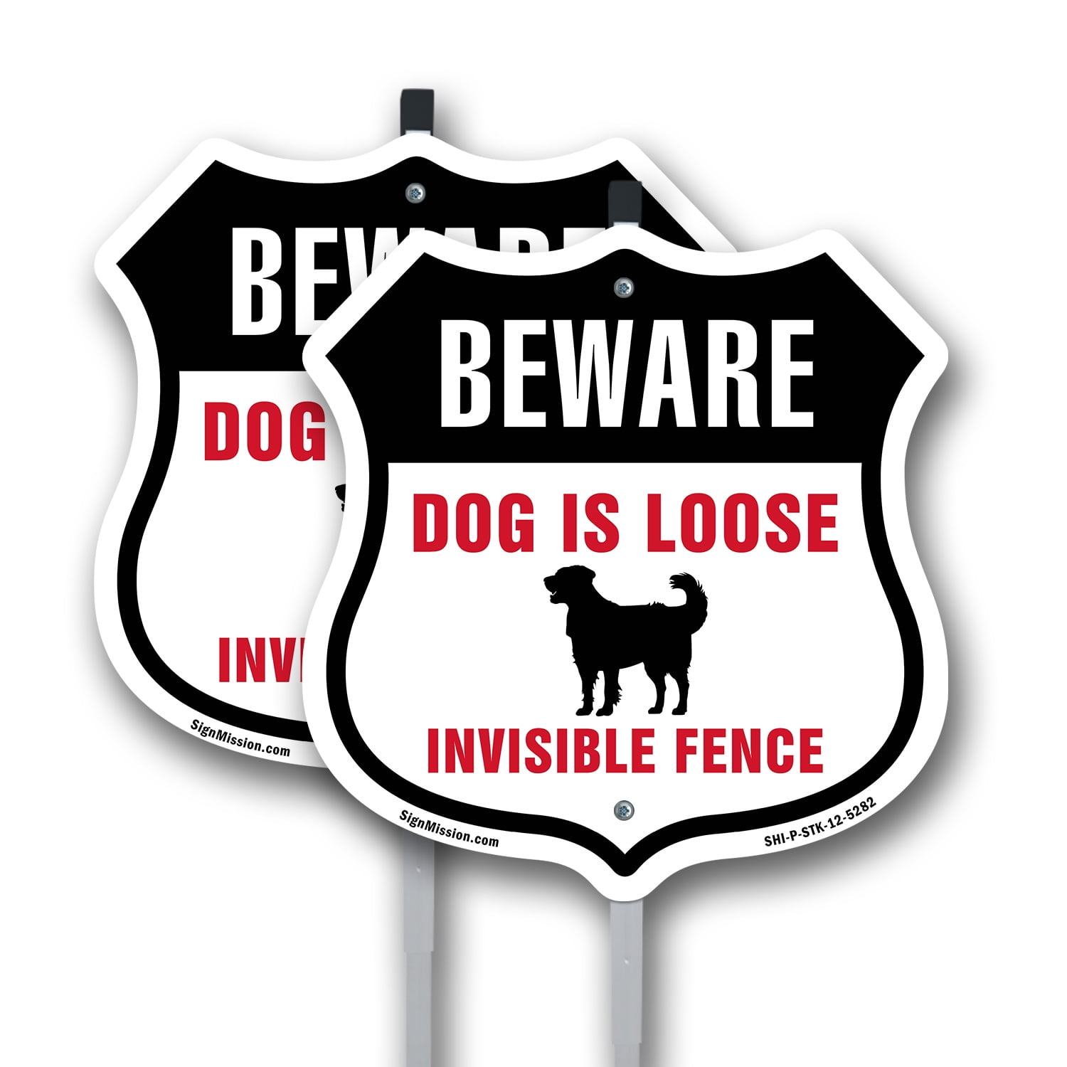 Beware Dog Is Loose Invisible Fence (2 Pack) 12 inch X 12 inch Shield ...