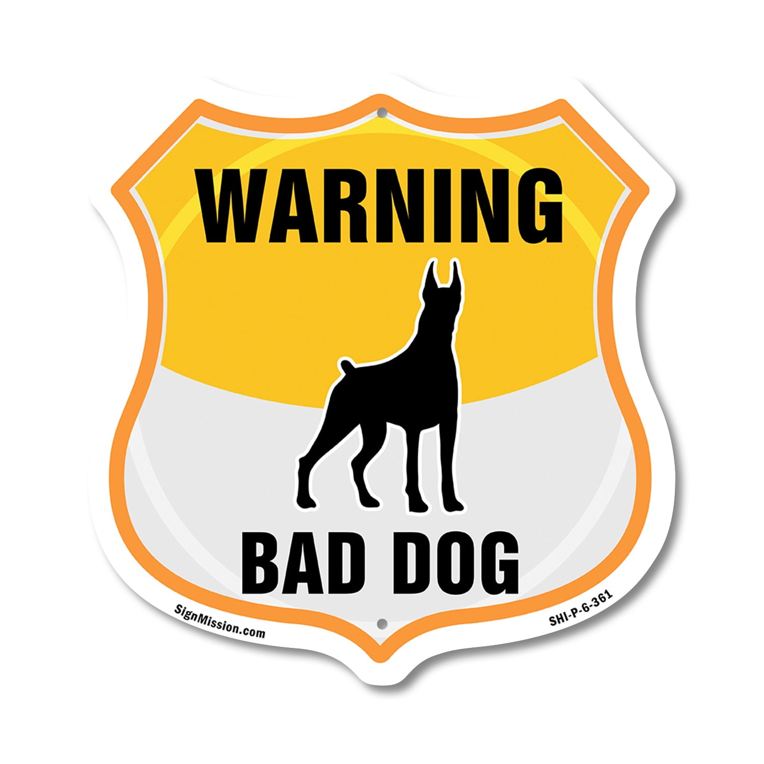 Beware Of Dog Shield Sign Warning Bad Dog 6 inch X 6 inch Shield Shaped ...