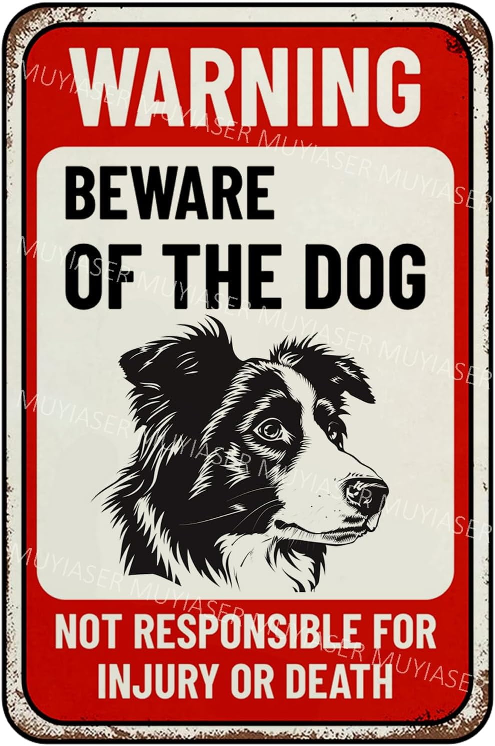 Beware Of Dog Sign Border Collie Warning Sign Aluminum Metal Tin Signs ...