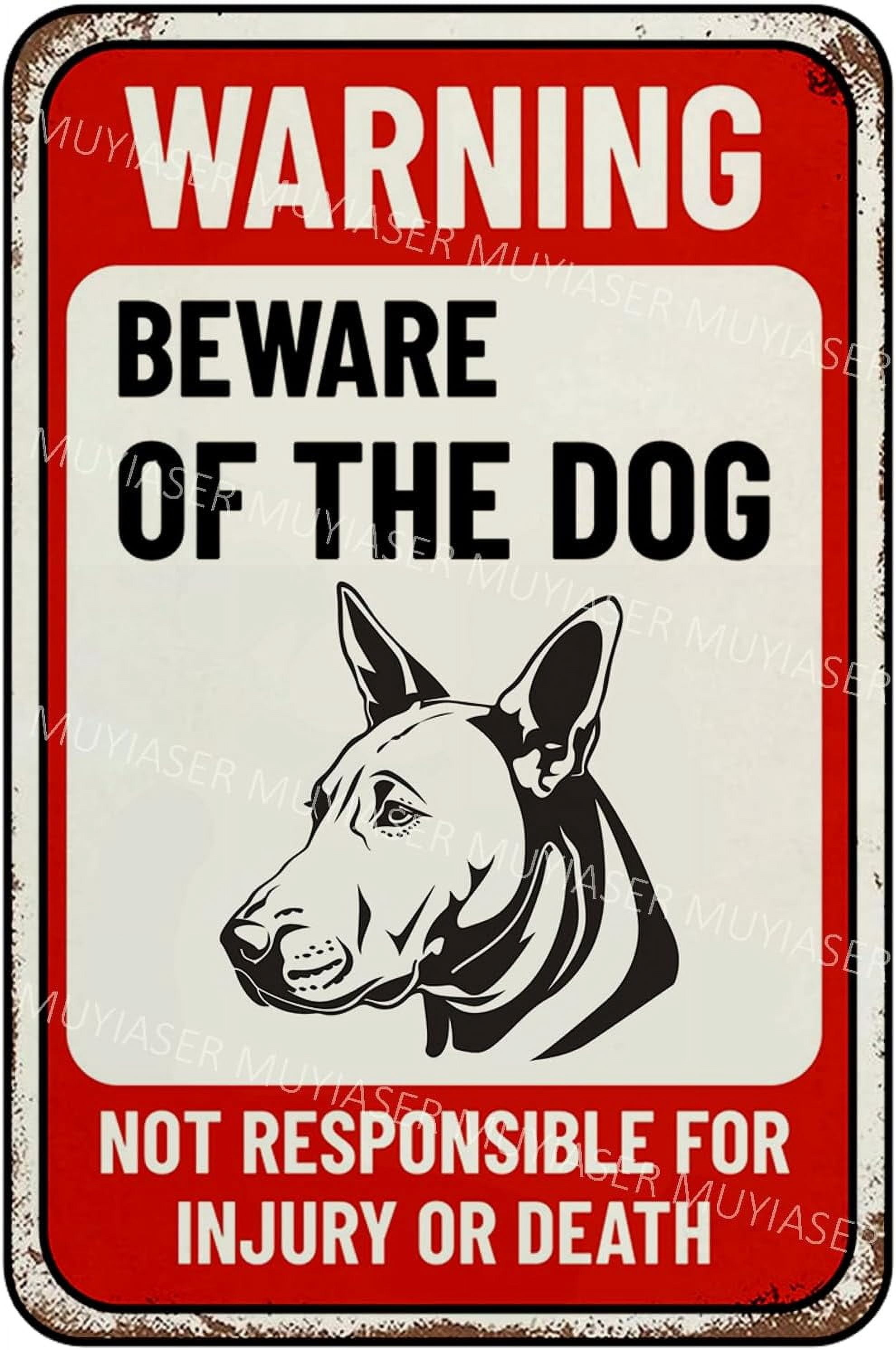 Beware Of Dog Sign Bull Terrier Warning Sign Aluminum Metal Tin Signs ...
