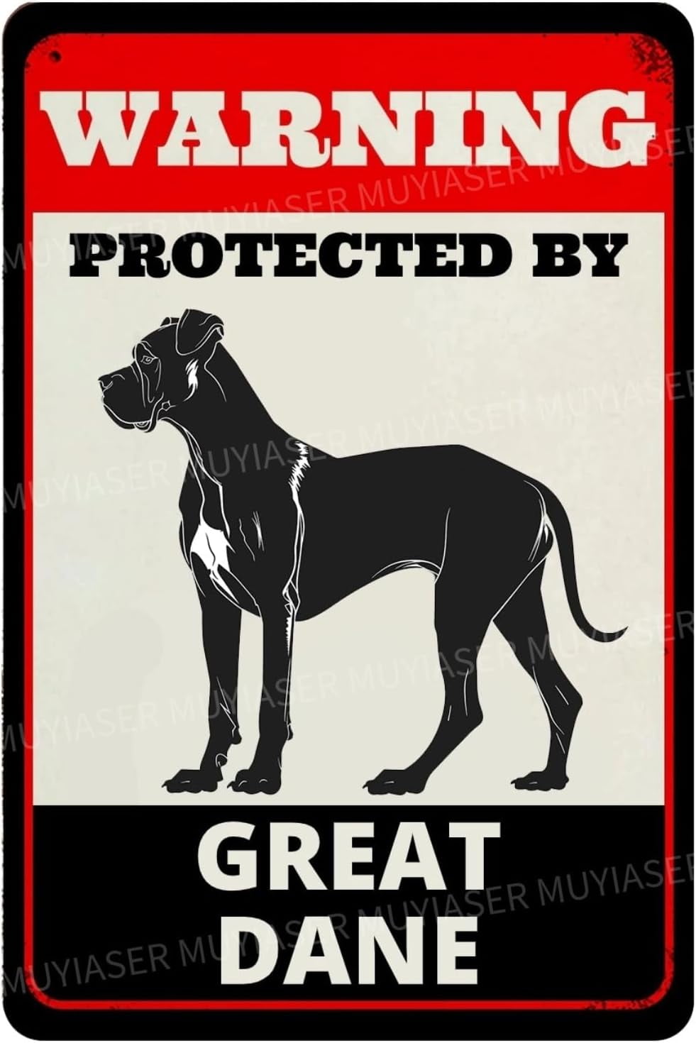 Beware of Dog Sign For Fence Warning Protected By Great Dane Aluminum Metal Tin Signs Outdoor ...