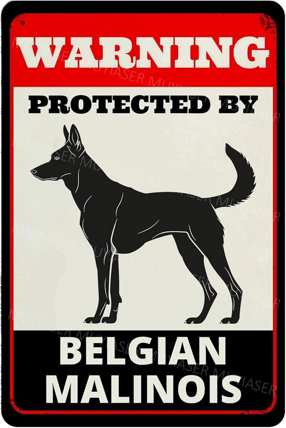 Beware of Dog Sign For Fence Warning Protected By Malinois Aluminum ...