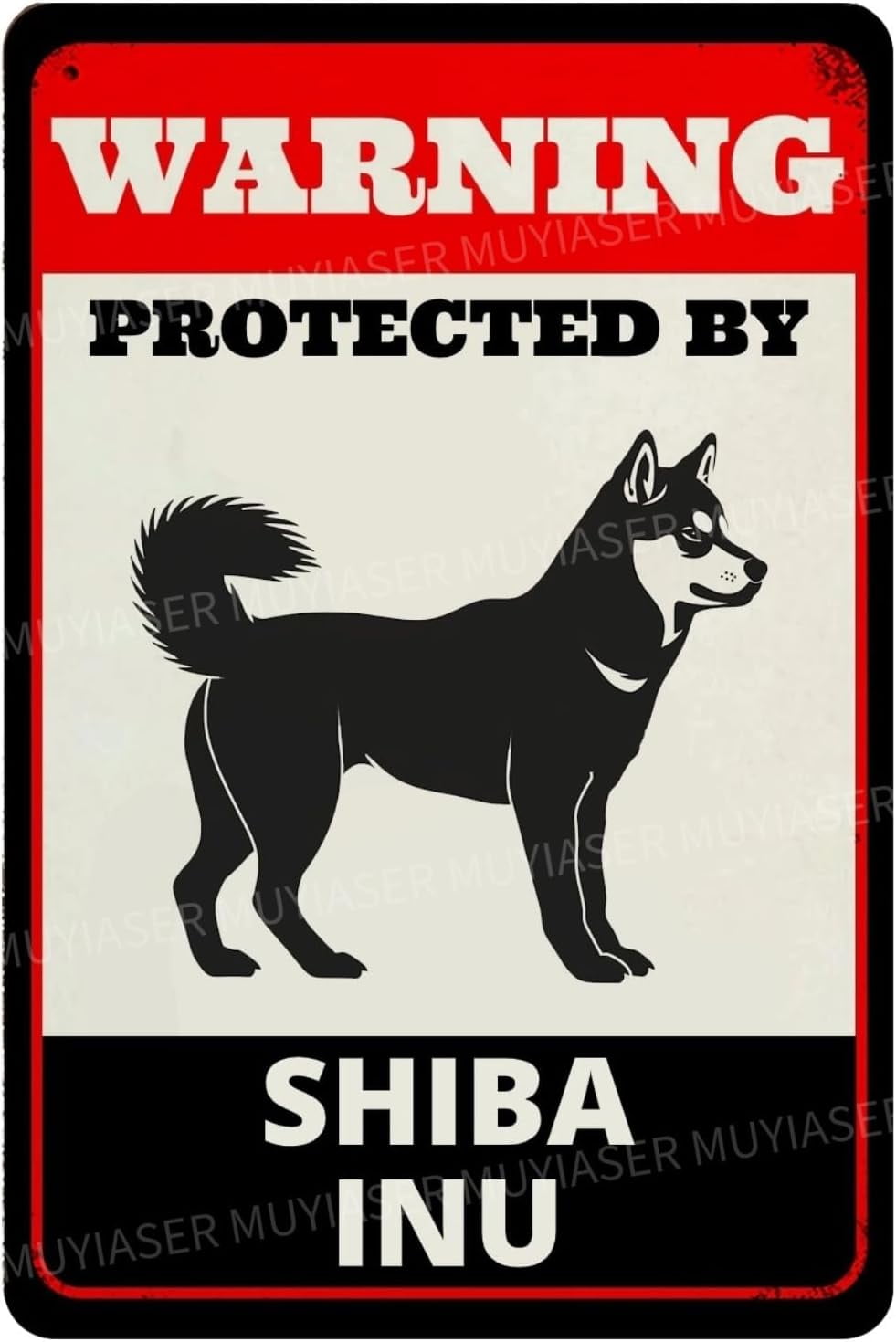 Beware of Dog Sign For Fence Warning Protected By Shiba Inu Aluminum ...
