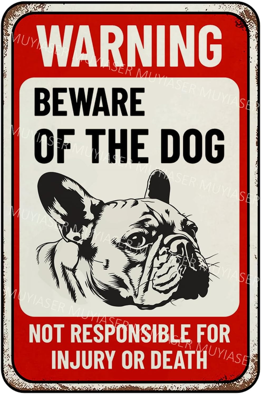 Beware Of Dog Sign Frenchie Warning Sign Aluminum Metal Tin Signs ...
