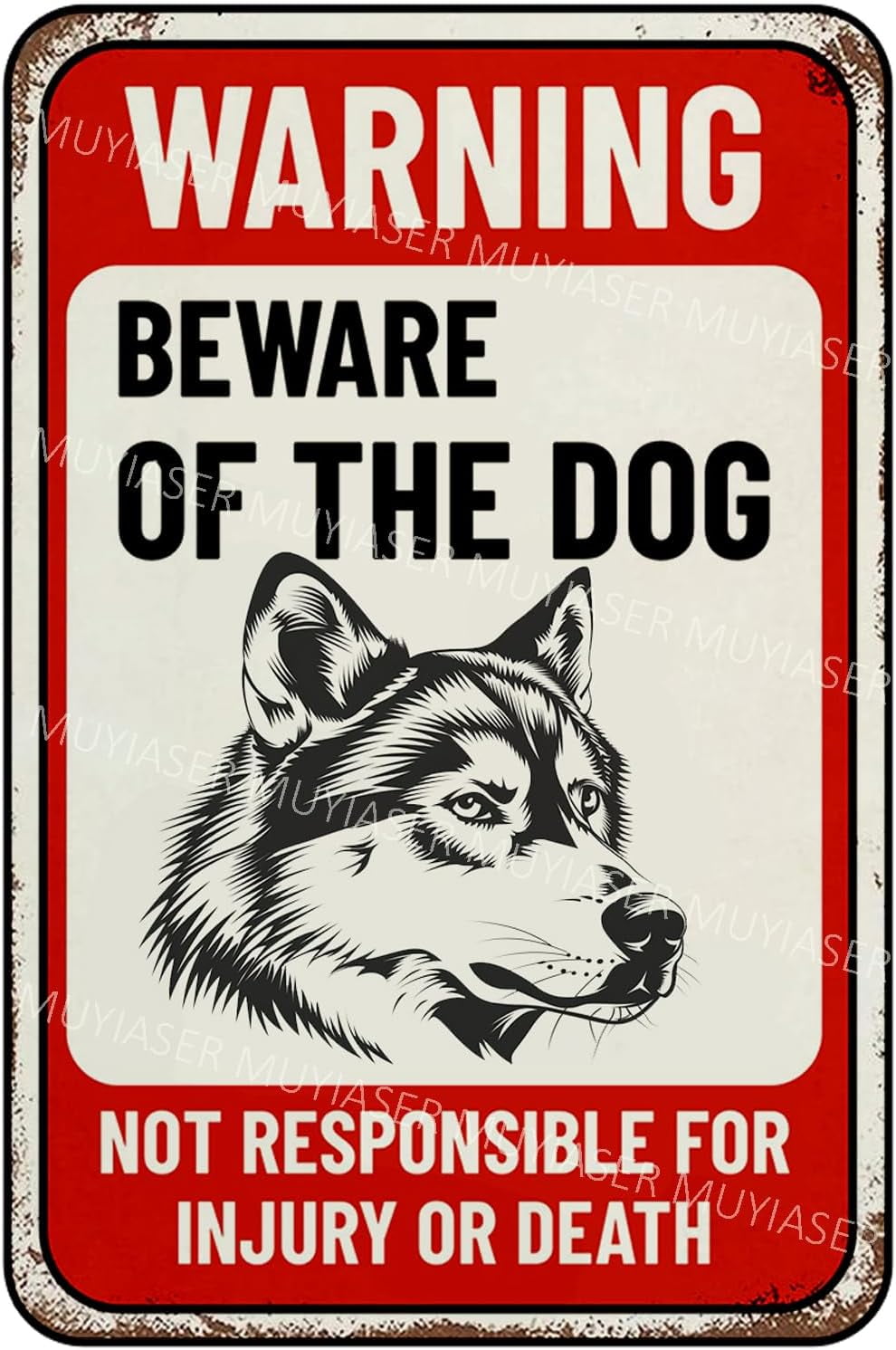 Beware Of Dog Sign Husky Warning Sign Aluminum Metal Tin Signs Outdoor ...