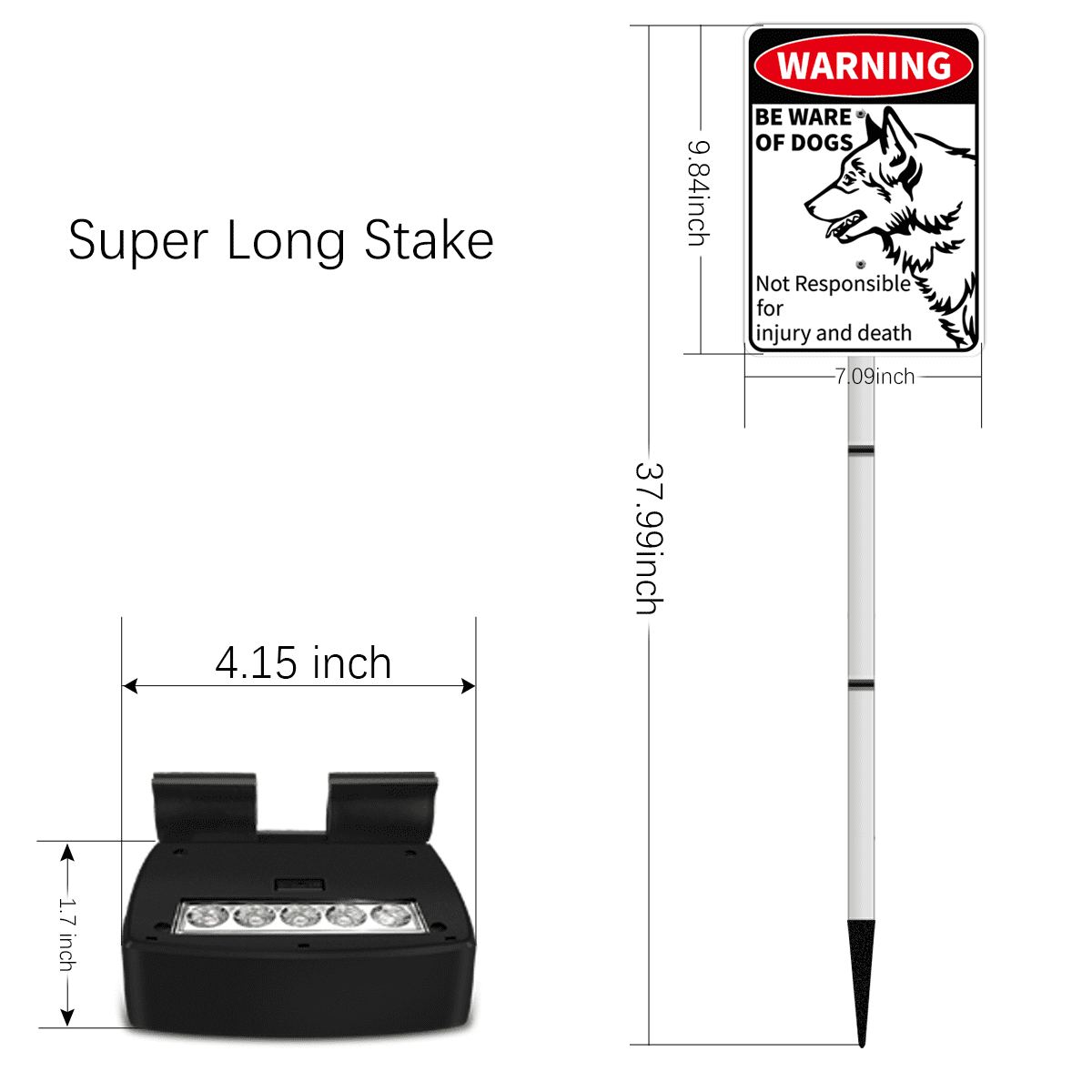 Beware of Dog Sign Solar Powered,Funny Dog Warning Signs for Private ...