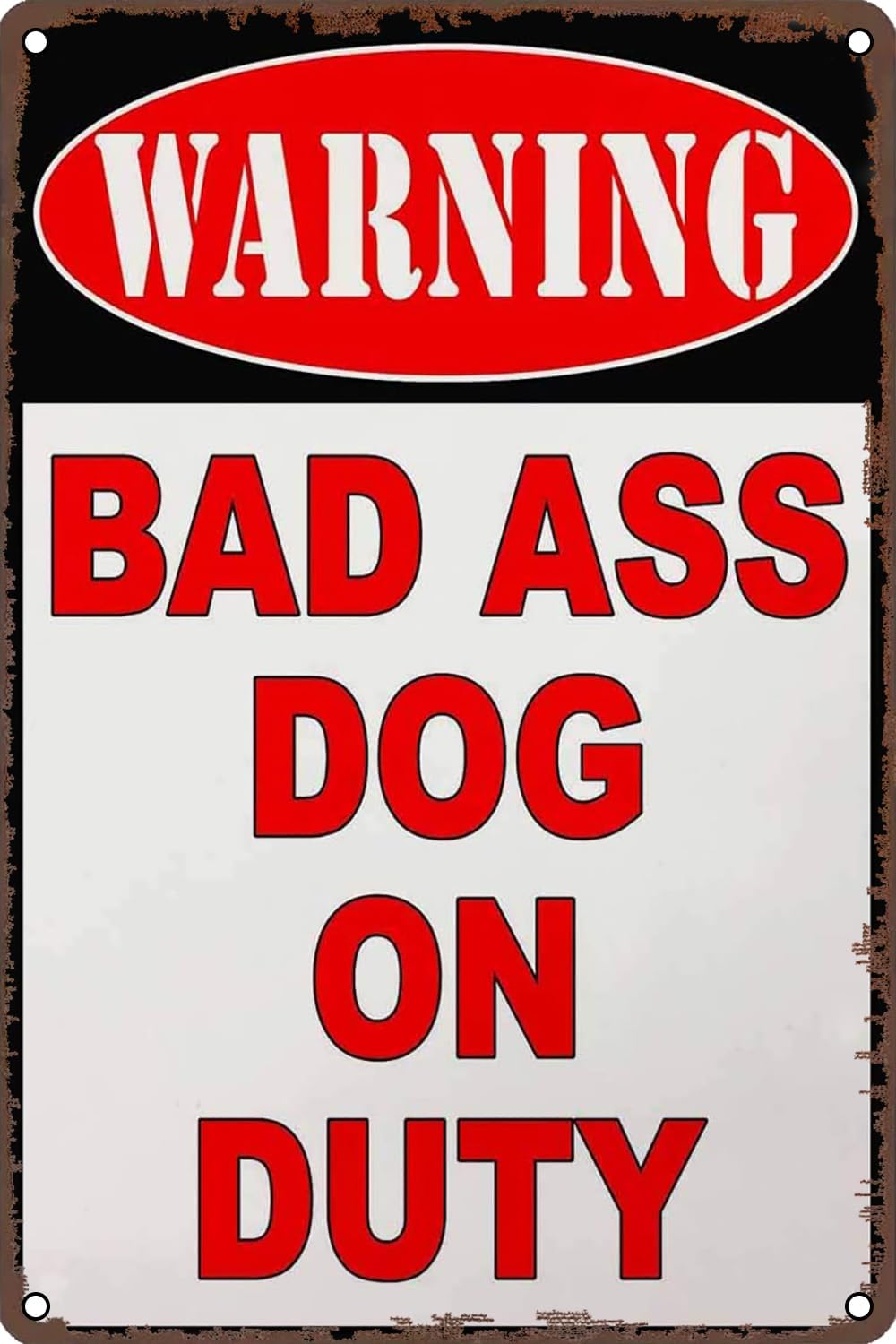 Beware of Dog Tin Signs Bad Ass Dog on Duty Vintage Metal Sign Wall ...