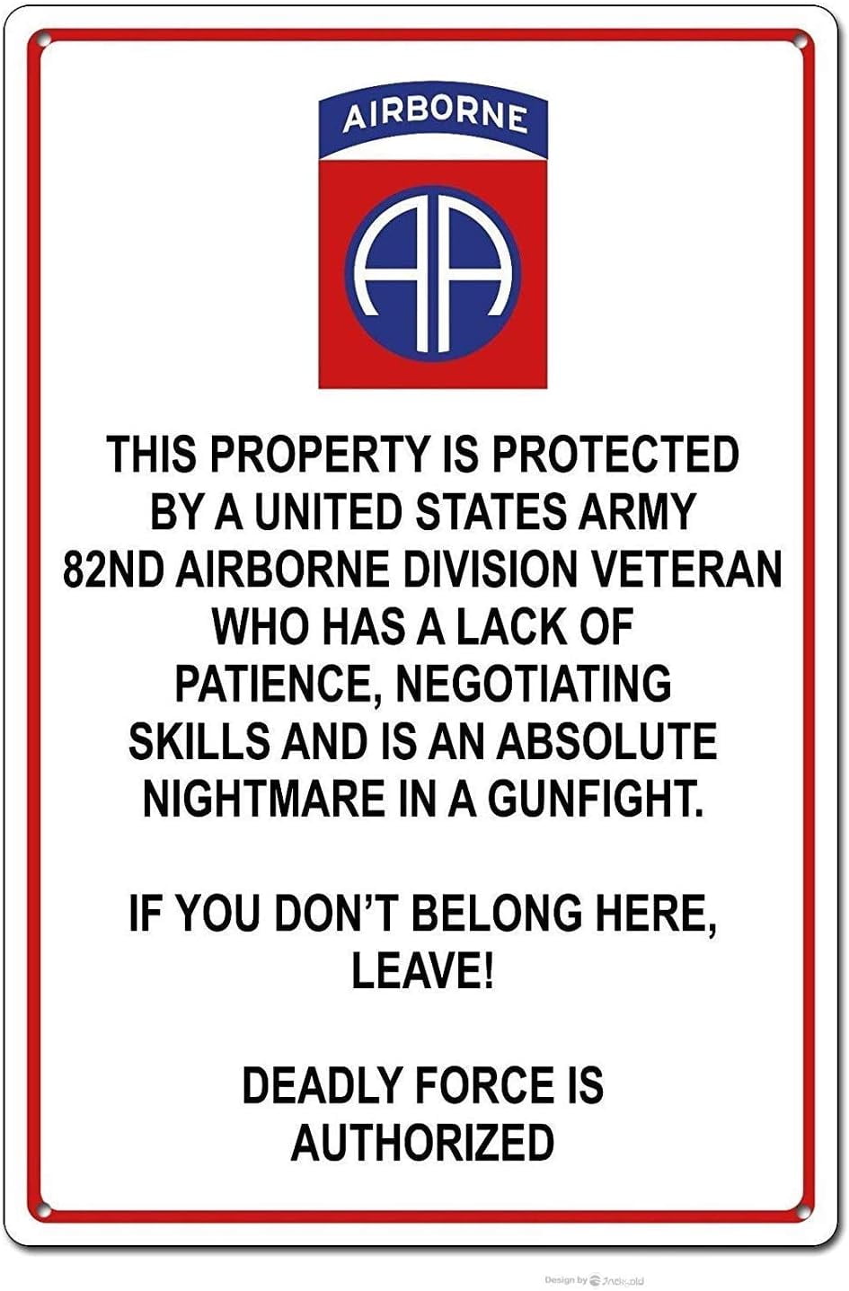 Beware of Dog Tin Signs Property Protected by 82nd Airborne Veteran U.s ...