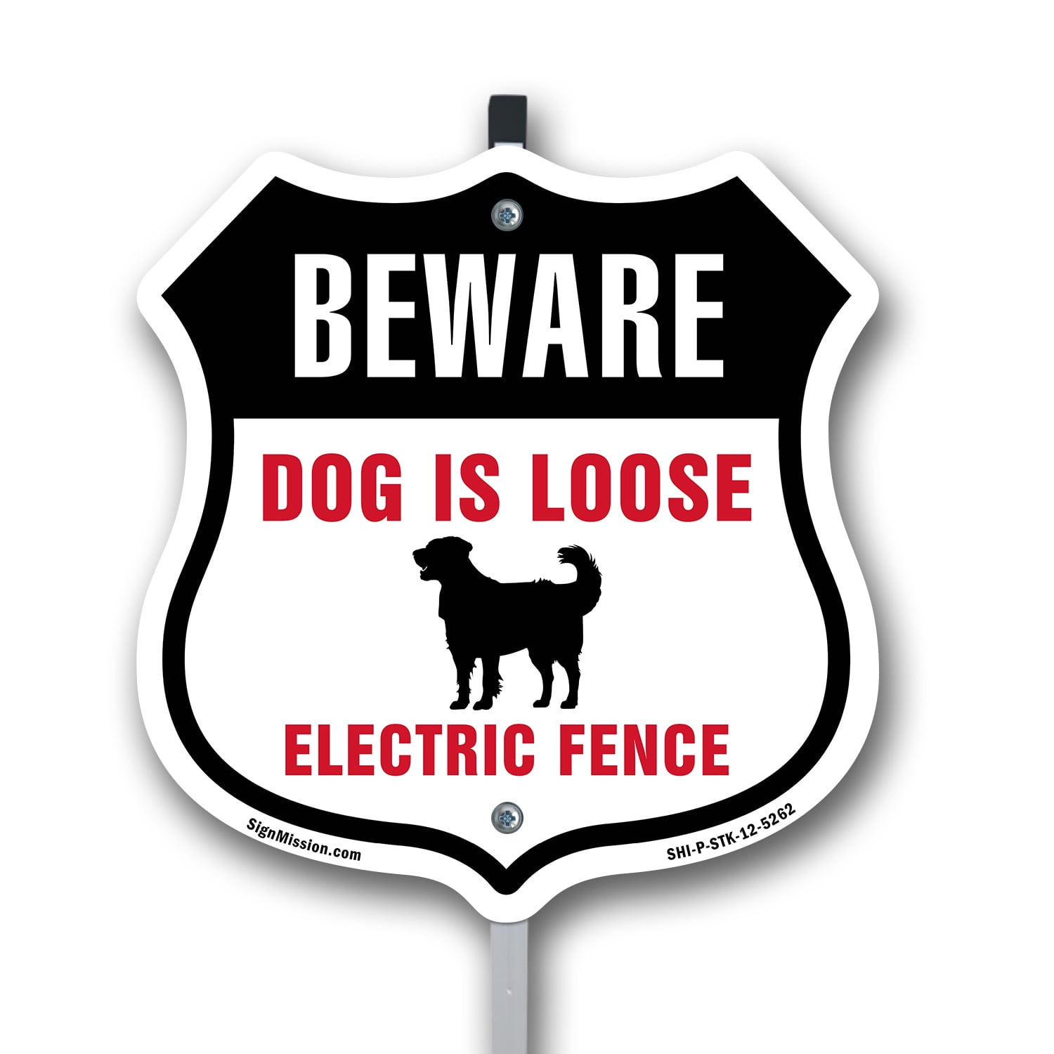 Beware Dogs Are Loose Invisible Fence 12 inch X 12 inch Shield Shaped ...
