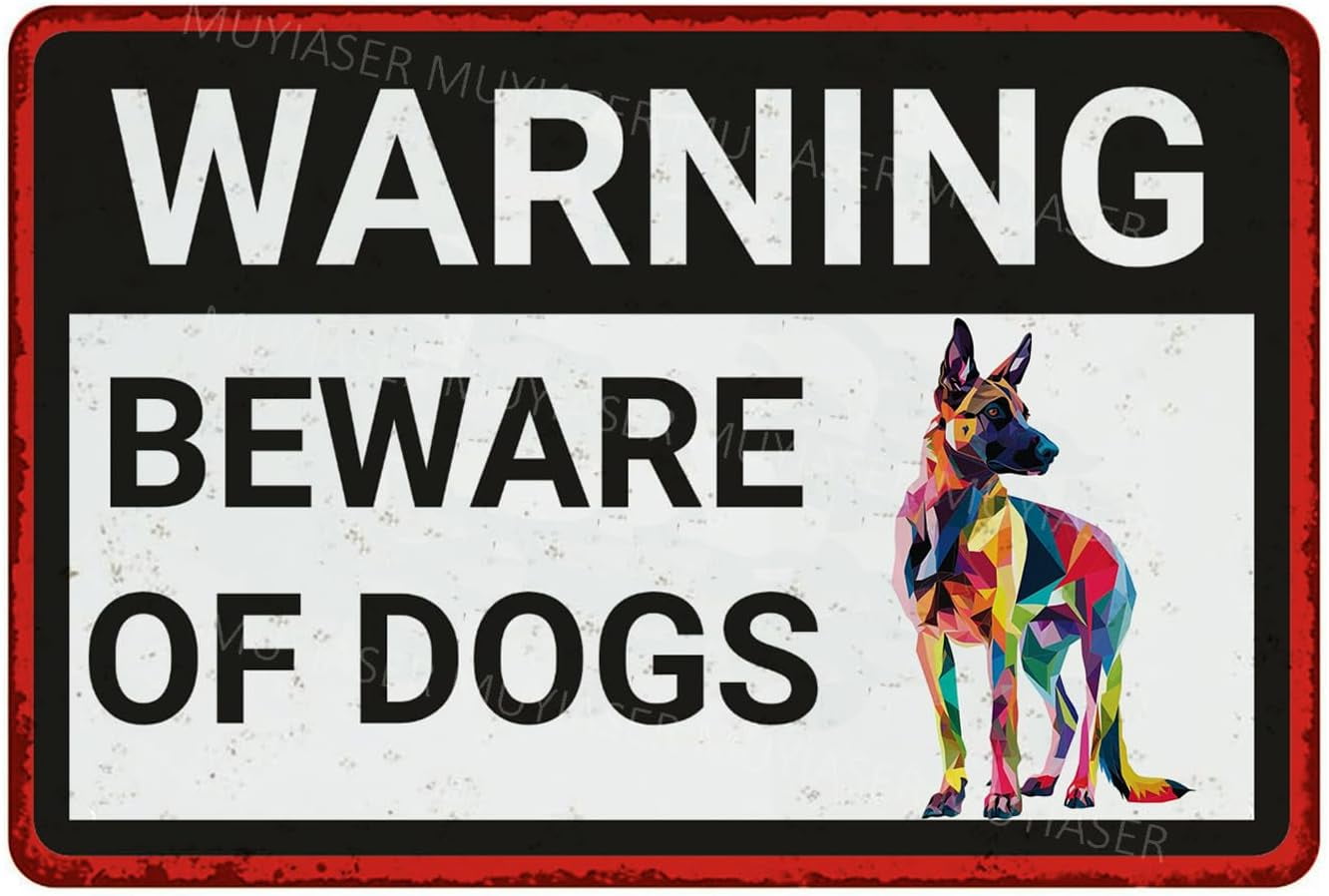 Beware Of Dogs Sign Belgian Malinois Beware Of Dog Sign Aluminum Metal ...