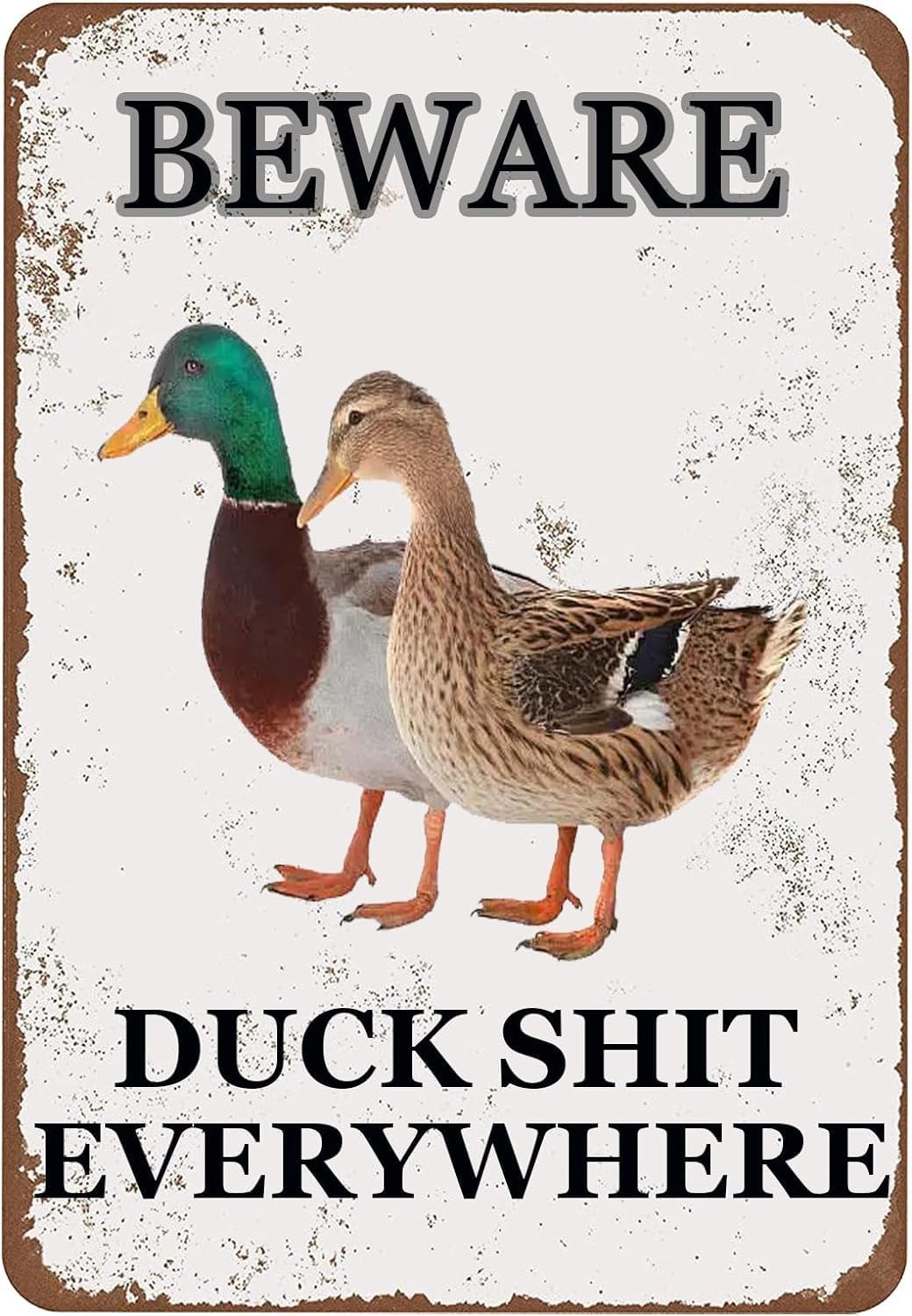 Beware Duck Everywhere Retro Plaque Aluminium Tin Sign Wall Decor Art ...