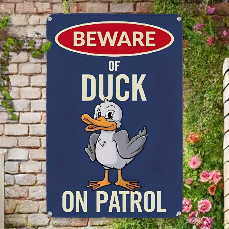 Beware of Duck Retro Metal Logo on Patrol -12 inch x 8 inch iron mural ...