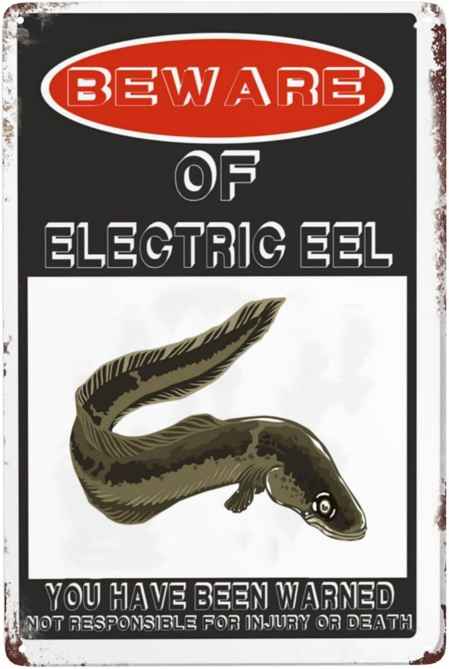 Beware Of Electric Eel Sign,12"X 8" Rust Free Beware Of Electric Eel ...
