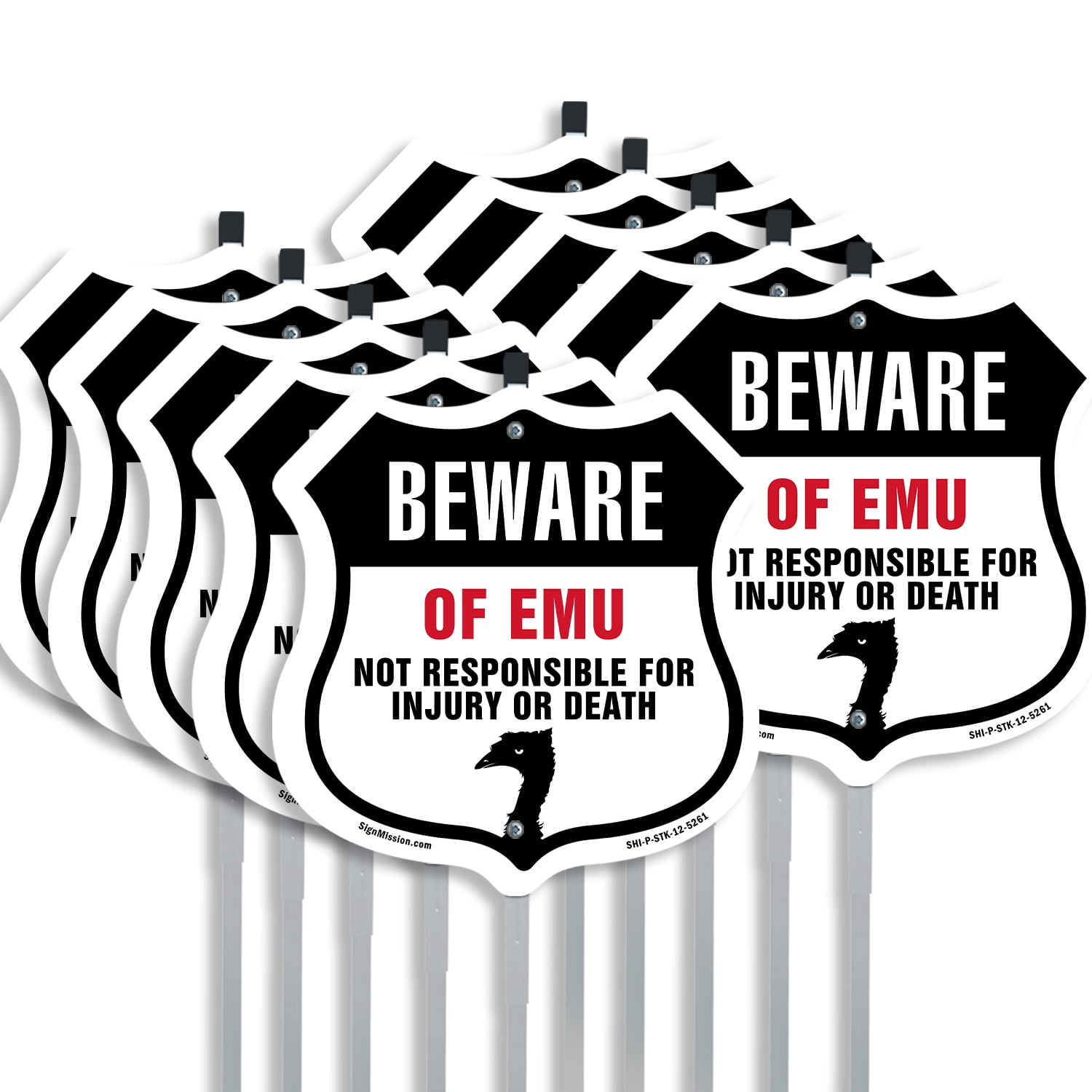 Beware Of Emus Not Responsible For Injury Or Death (10 Pack) 12 inch X ...