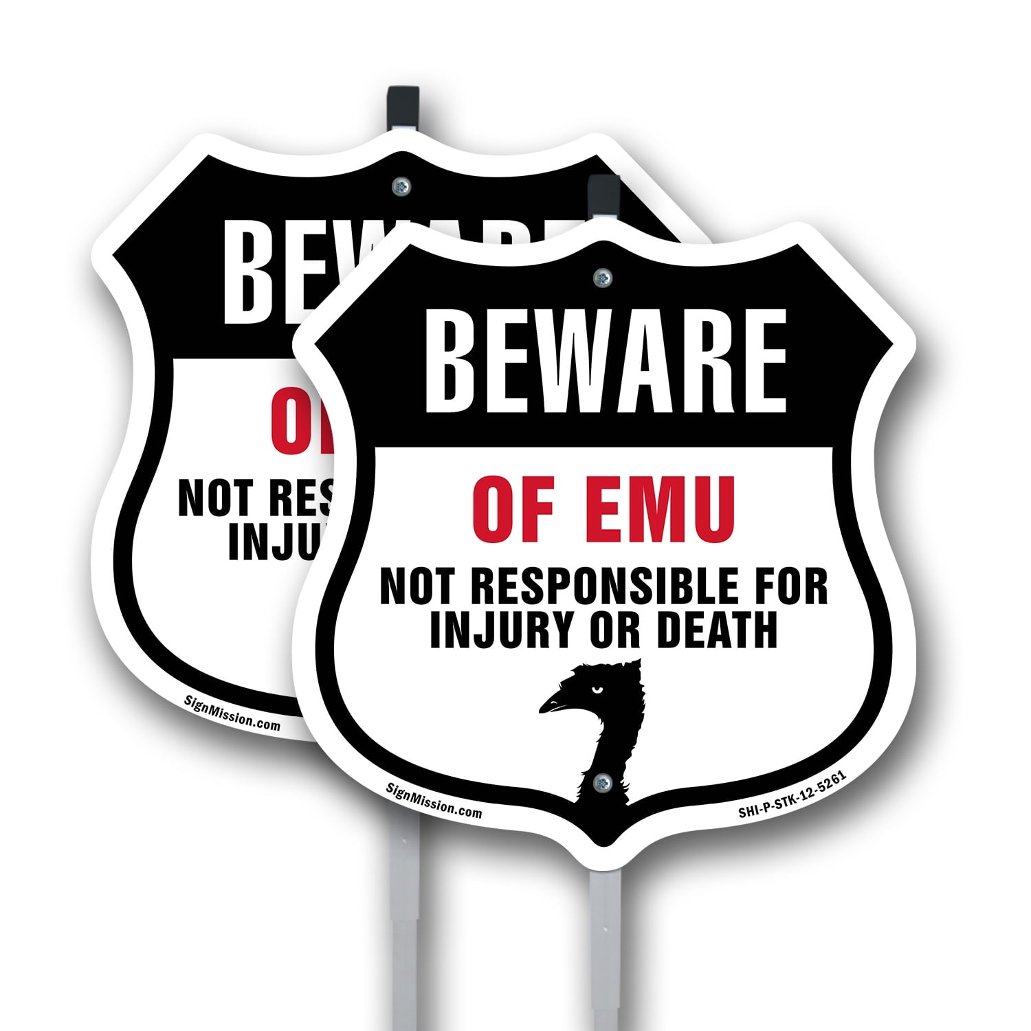 Beware Of Emus Not Responsible For Injury Or Death (2 Pack) 12 inch X ...
