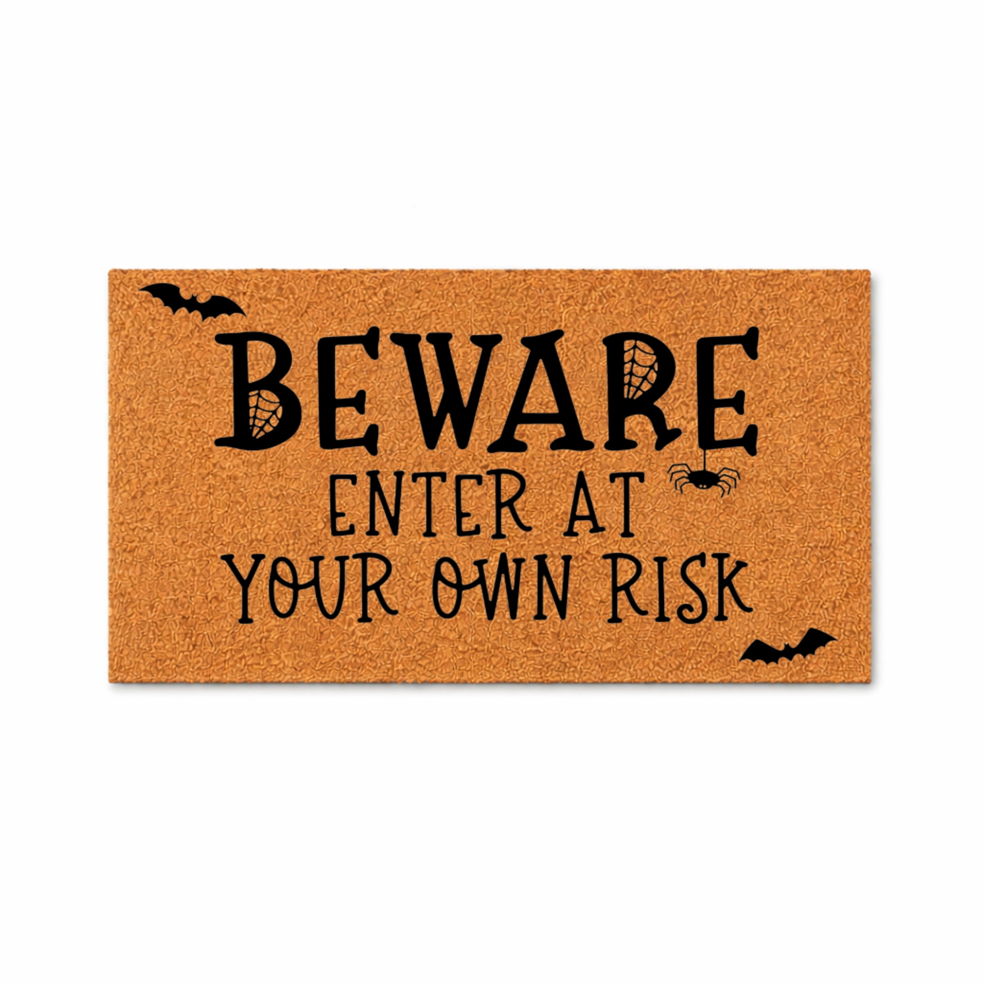 Beware Enter At Your Own Risk Doormat, Halloween Bat And Spider Welcome ...