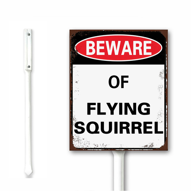 Beware of Flying Squirrel Metal Sign Rustic Yard Sign With Stake 4.6 x ...